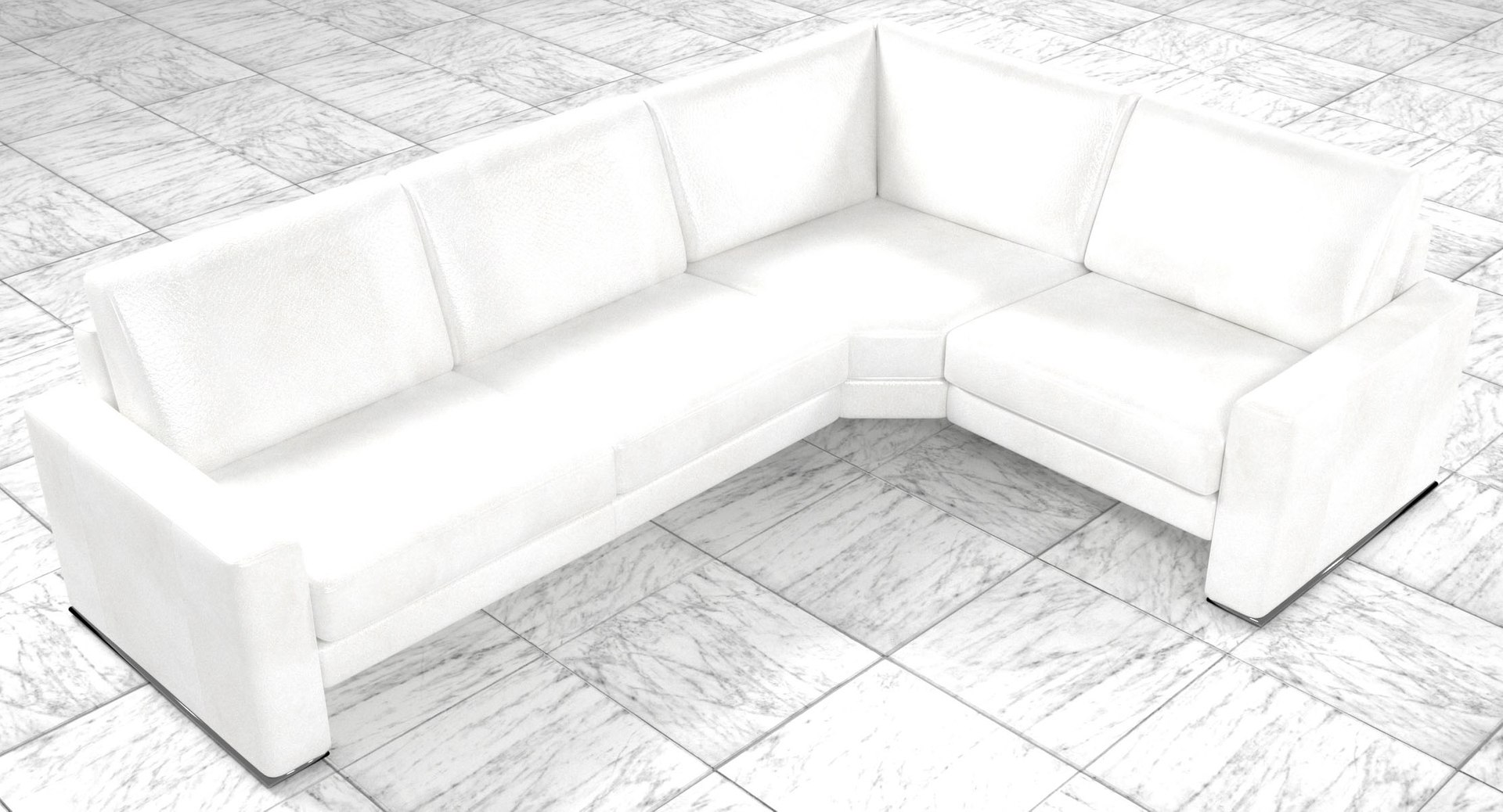 Modular Sofa Leather White Model - TurboSquid 1708931