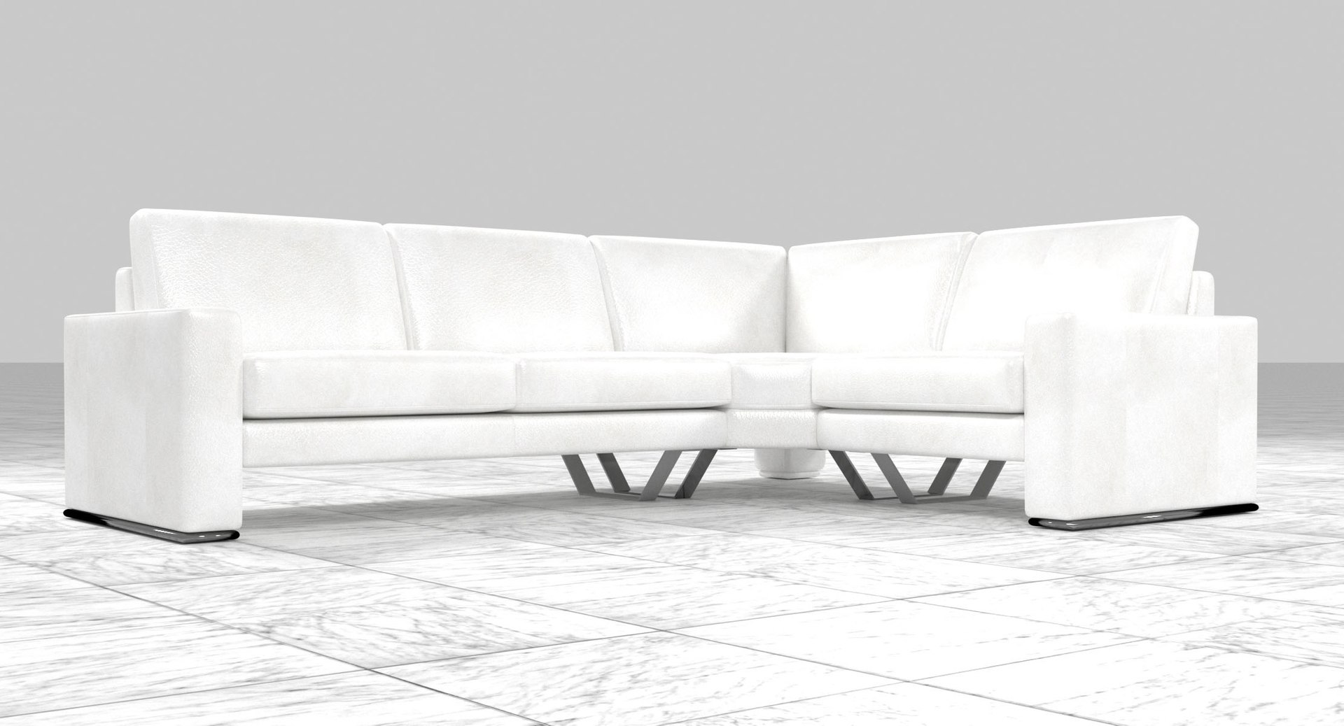 Modular Sofa Leather White Model - TurboSquid 1708931