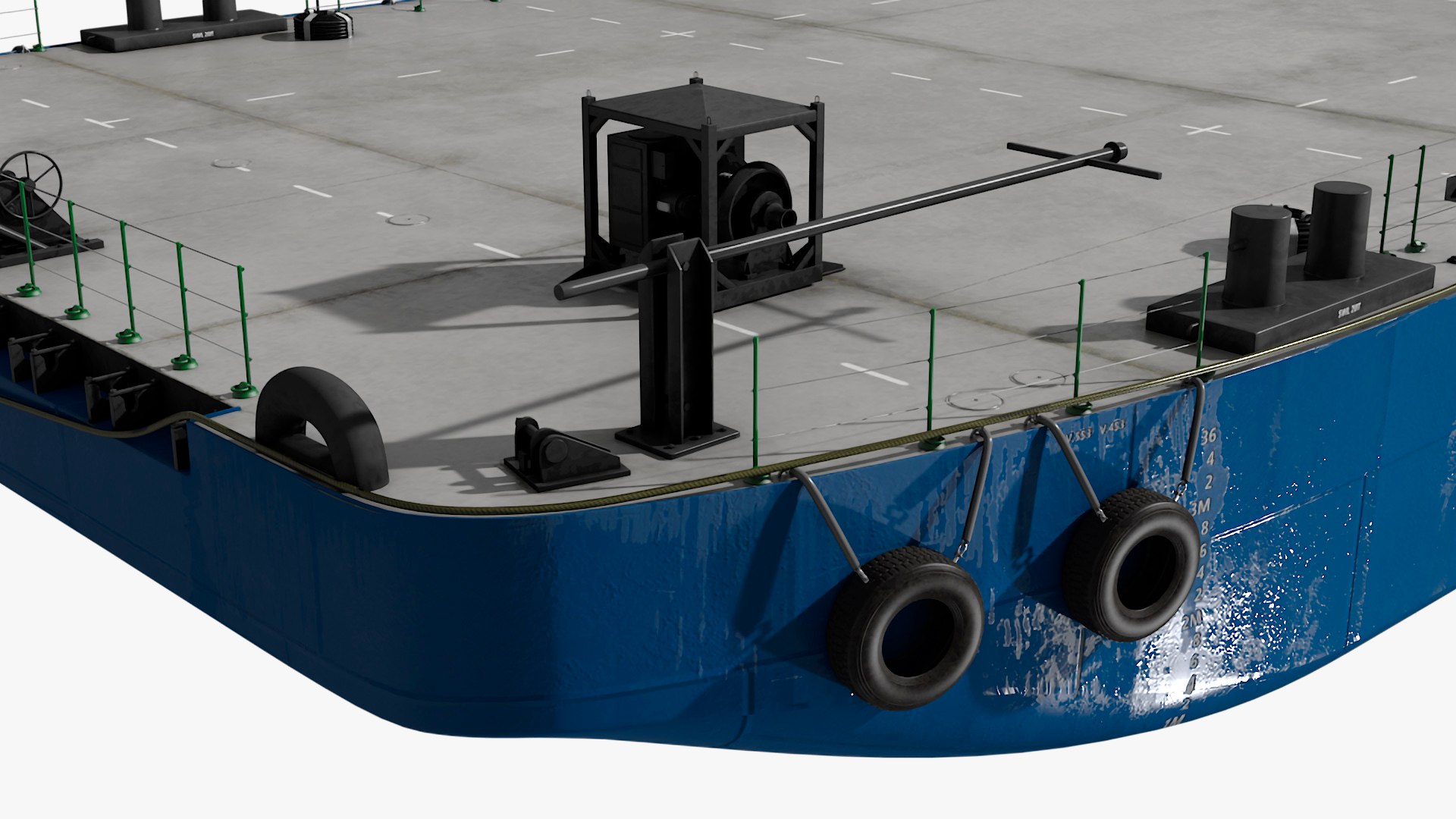 3D Industrial Flat Deck Barge Blue Model - TurboSquid 2342533