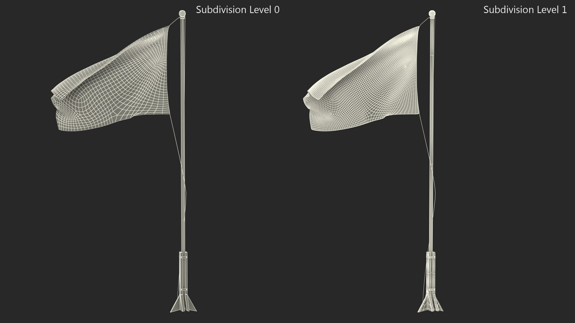 3D USA Flag On Small Flagpole - TurboSquid 2021476