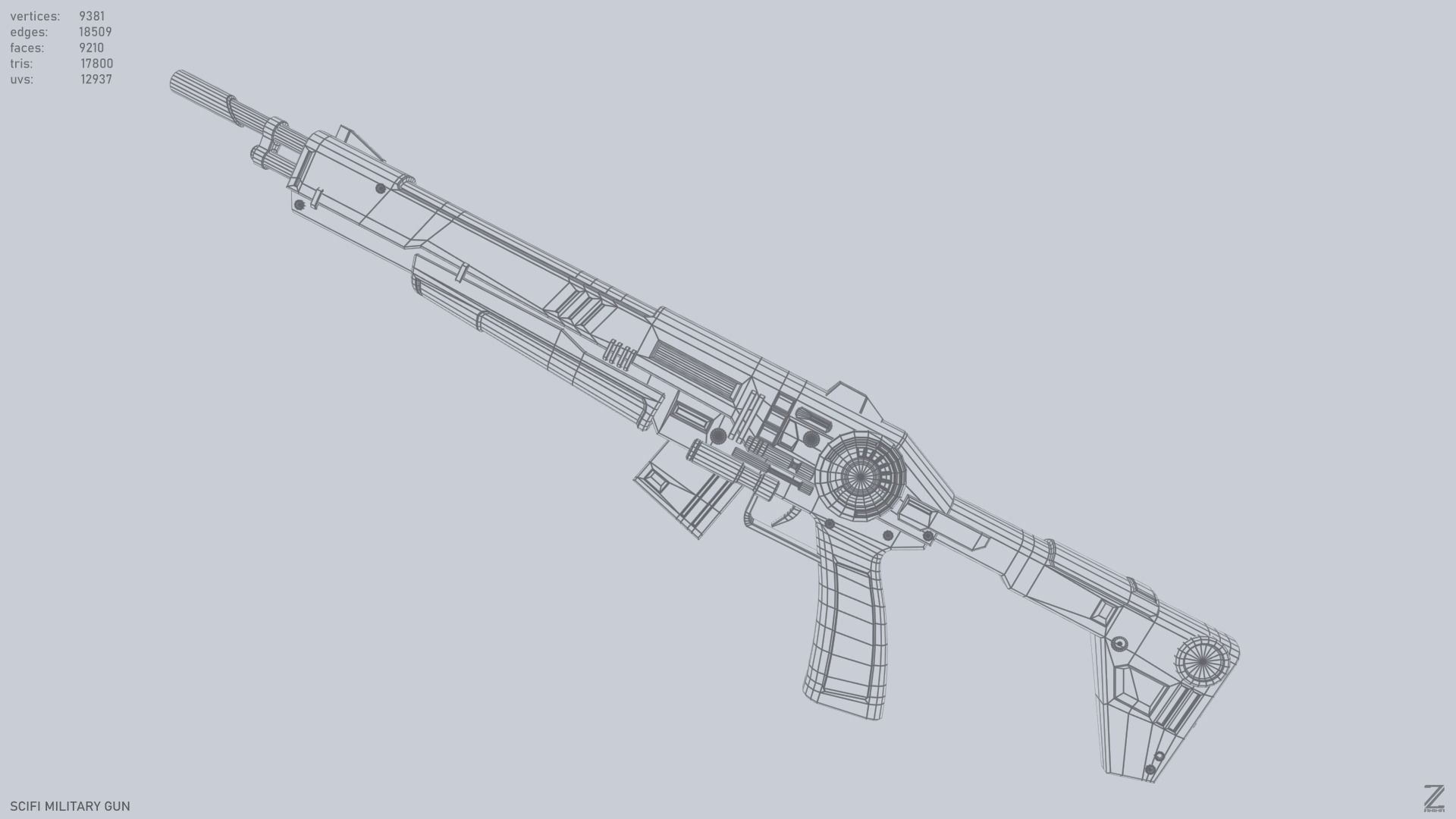 3D Scifi Military Gun Model - TurboSquid 2410281