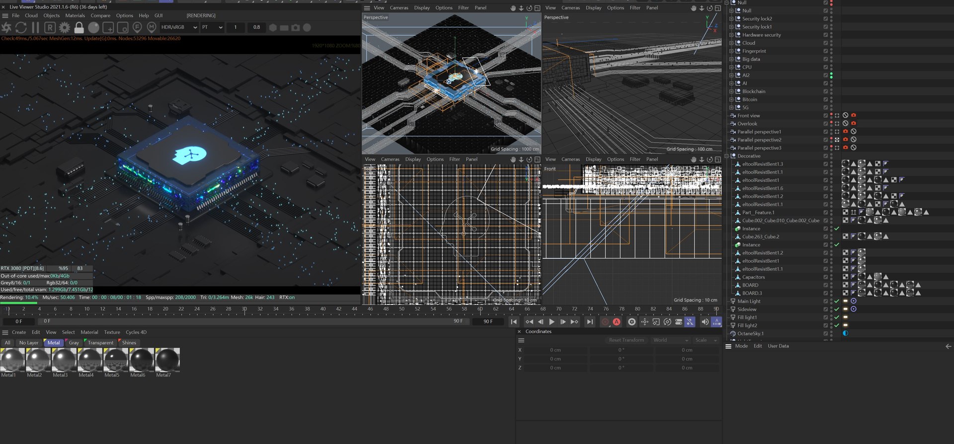 C4D Octane CPU Chip Core Capacitance Scifi Circuit Board 5 3D Model - TurboSquid 2140565