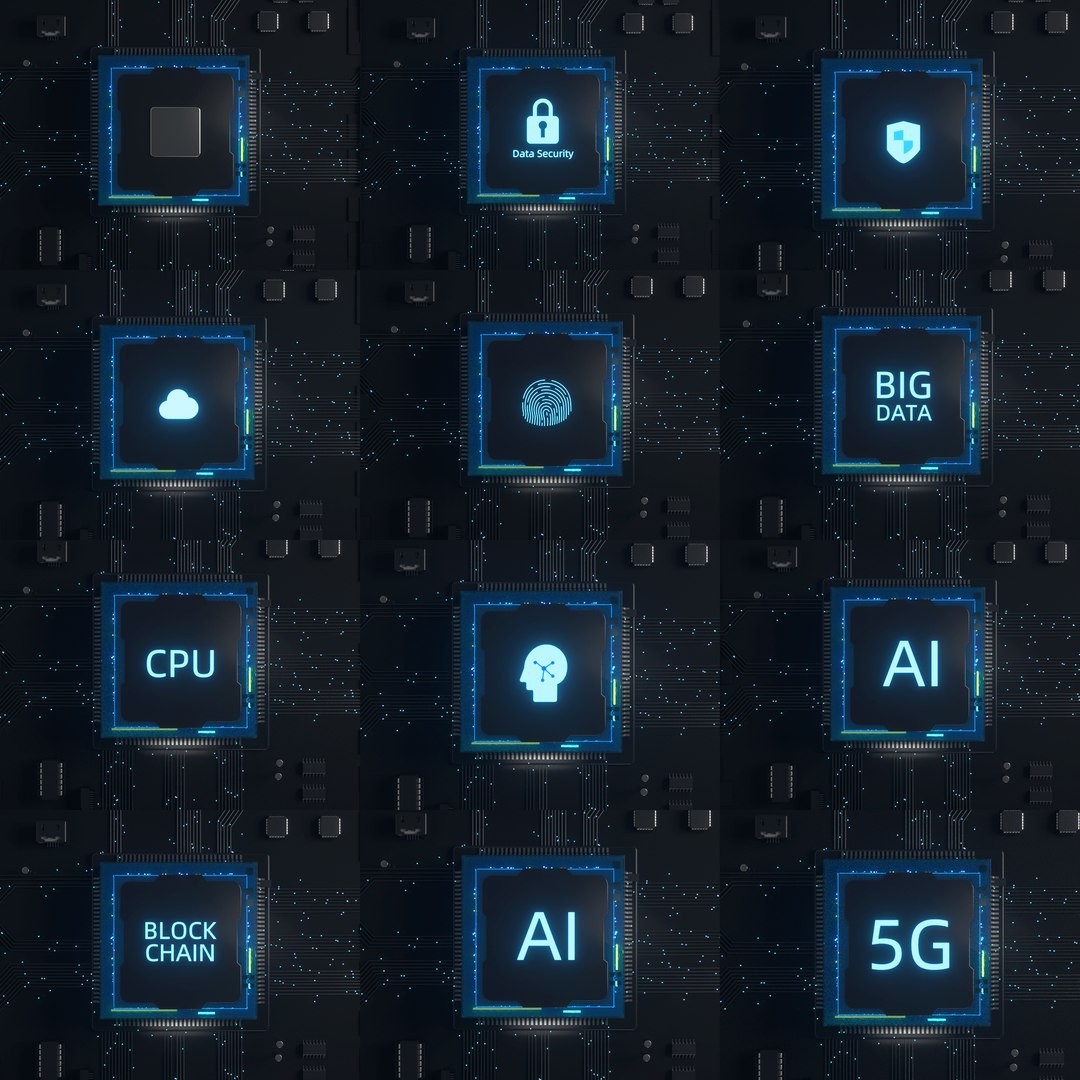 C4D Octane CPU Chip Core Capacitance Scifi Circuit Board 5 3D Model ...