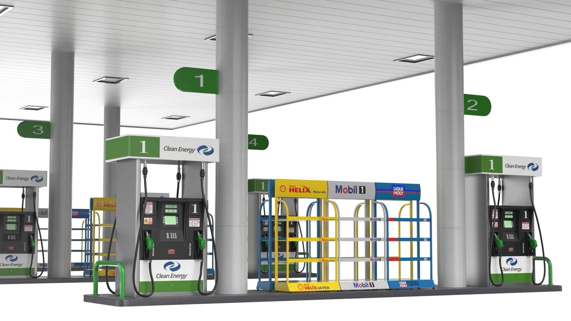 3D Detailed Clean Energy Gas Station Canopy - TurboSquid 2036790