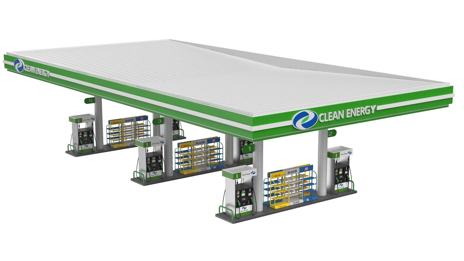 3D Detailed Clean Energy Gas Station Canopy - TurboSquid 2036790