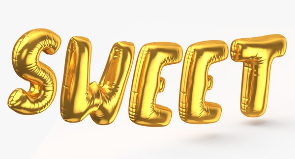 3D Foil Baloon Words Sweet treats Gold - TurboSquid 1747507