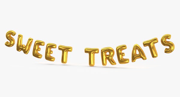 3D Foil Baloon Words Sweet treats Gold - TurboSquid 1747507