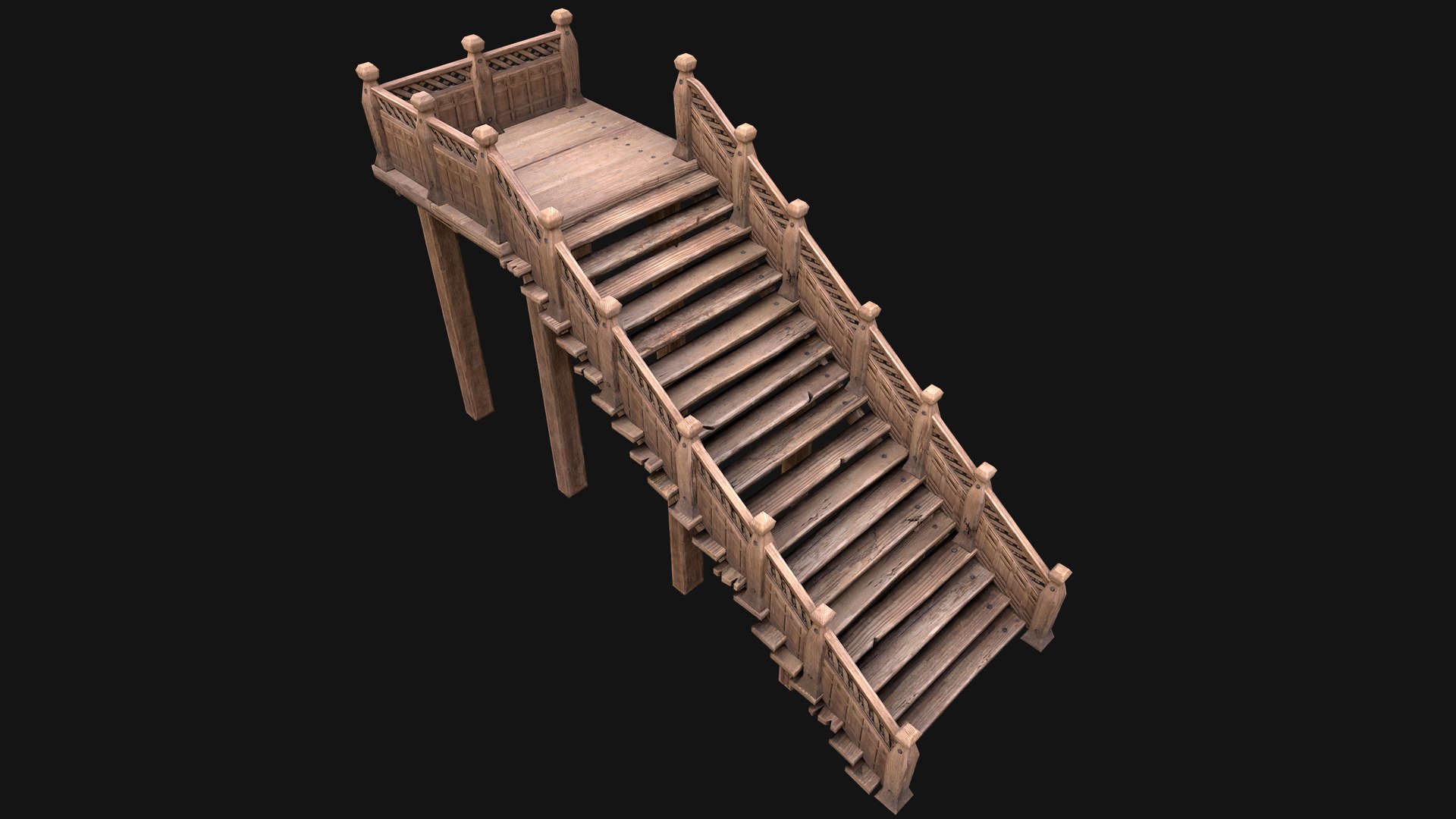 Wooden Stairs Medieval 3D Model - TurboSquid 2131207