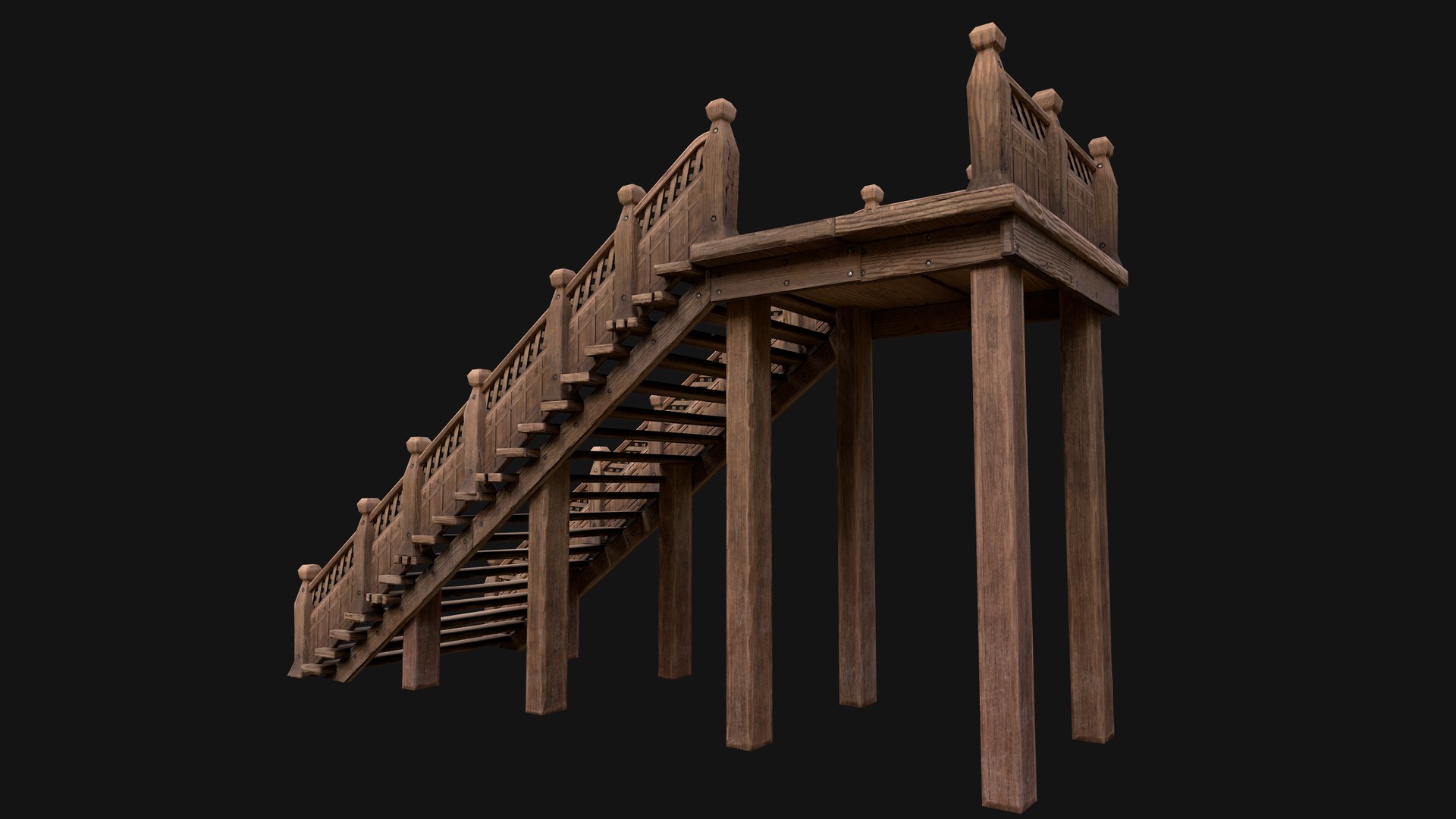 Wooden Stairs Medieval 3D Model - TurboSquid 2131207