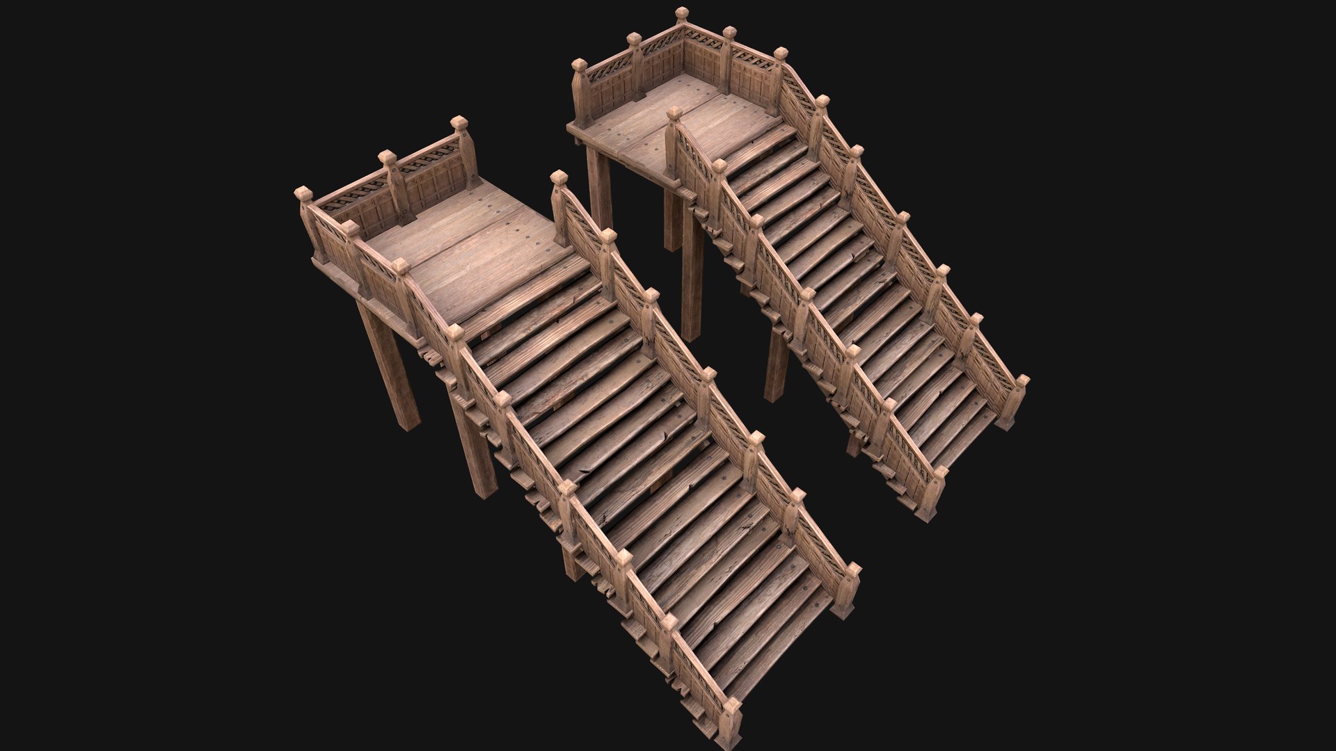 Wooden Stairs Medieval 3D Model - TurboSquid 2131207