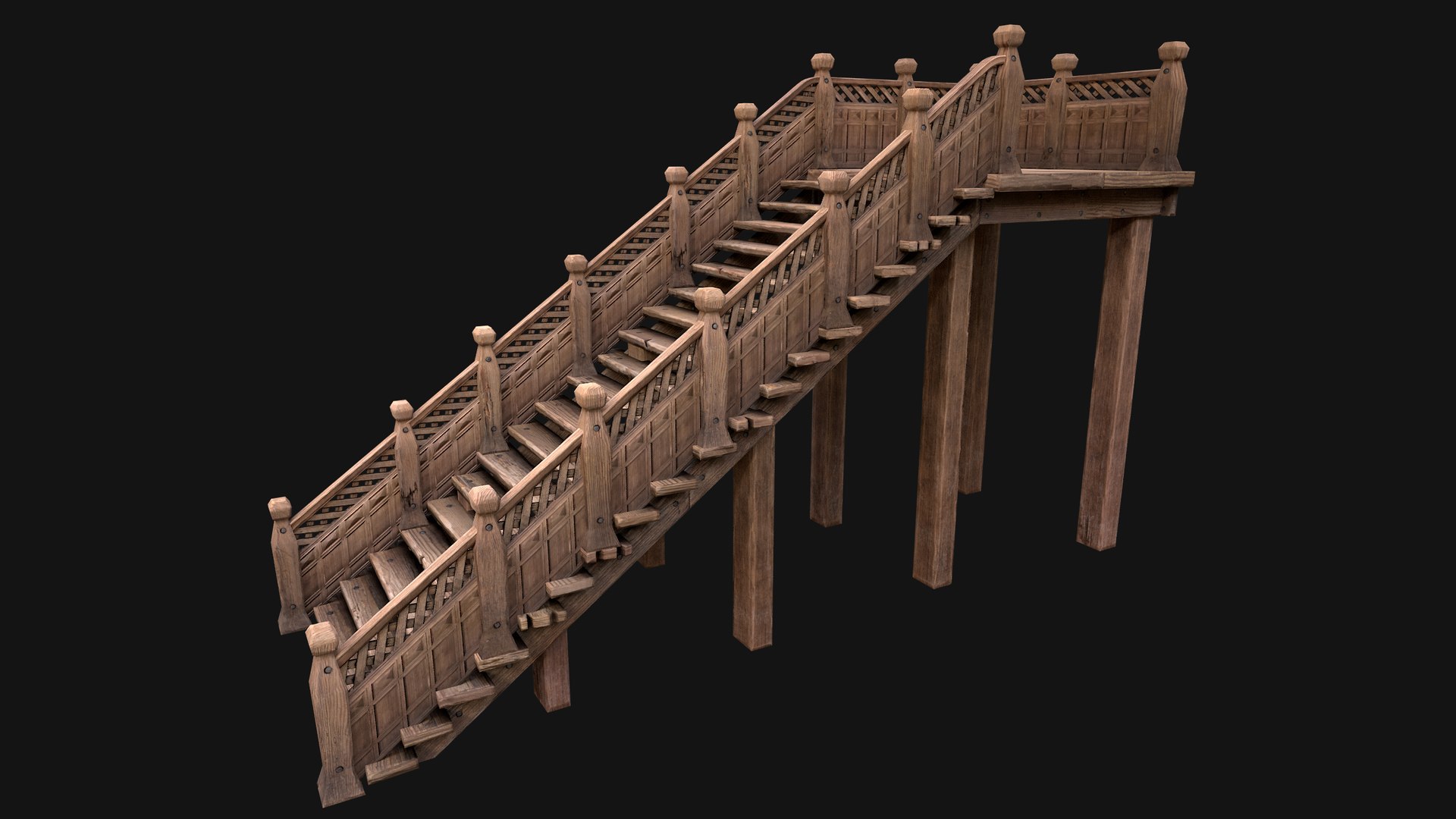 Wooden Stairs Medieval 3D Model - TurboSquid 2131207