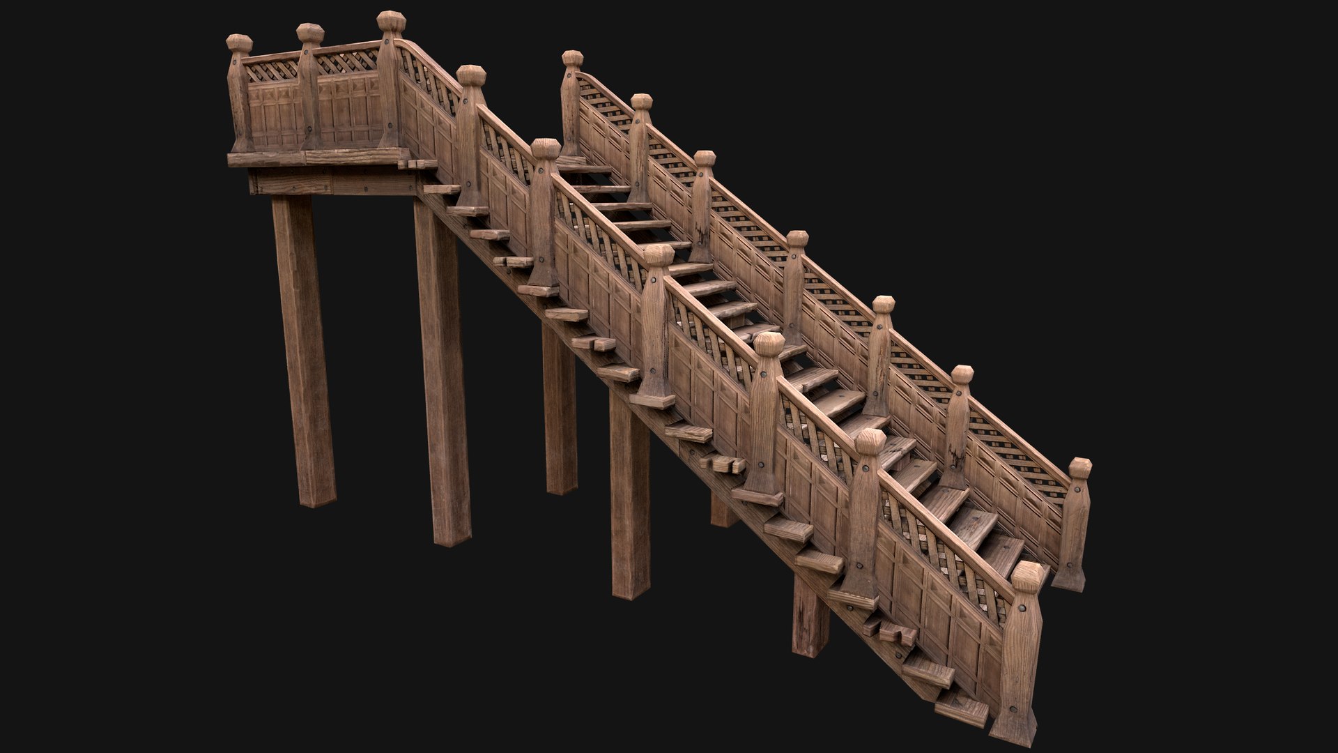 Wooden Stairs Medieval 3D Model - TurboSquid 2131207