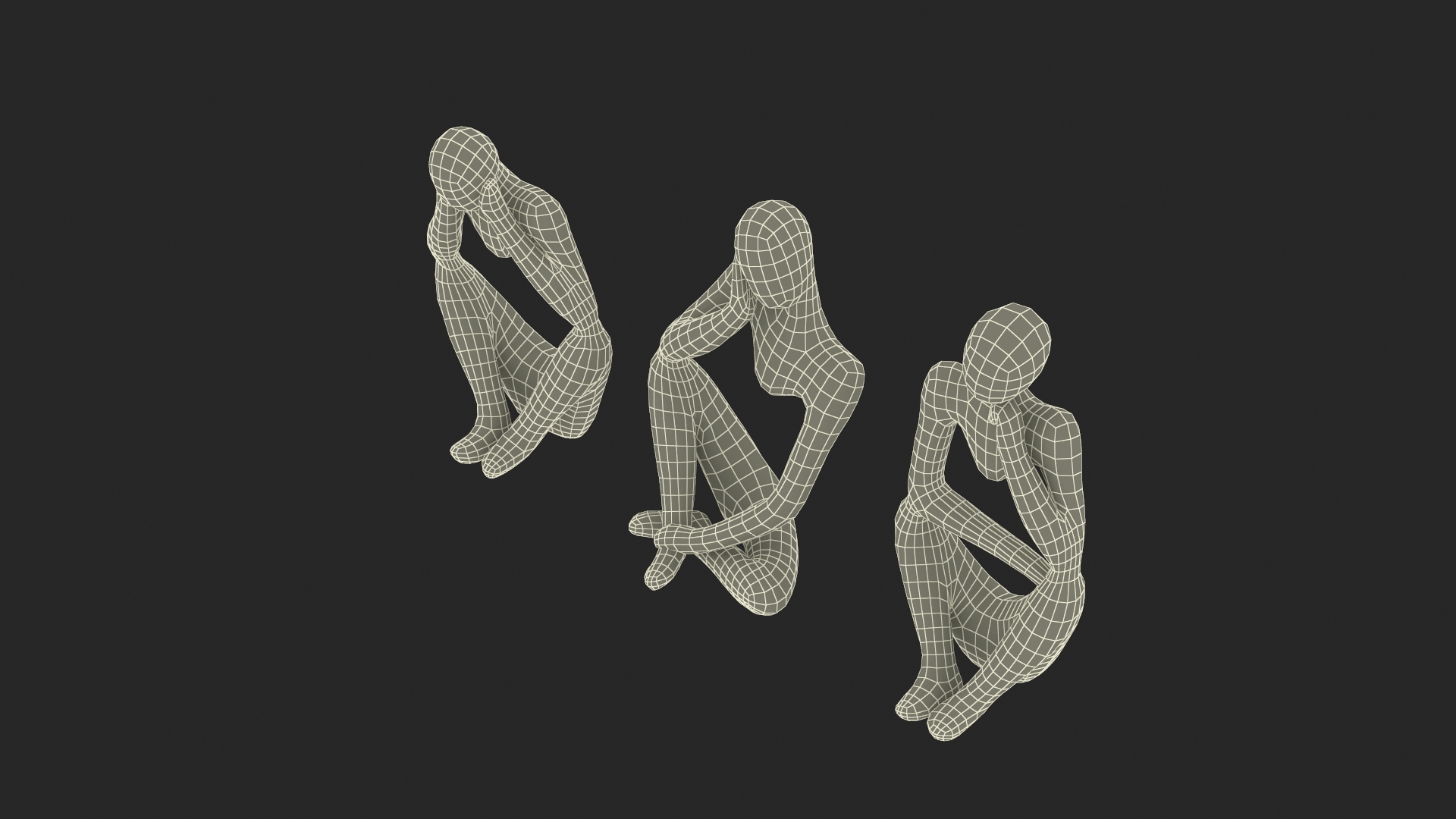 3D Abstract Thinking Figures Trio Blue Stone - TurboSquid 2211534