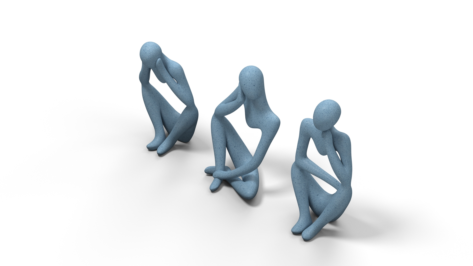 3D Abstract Thinking Figures Trio Blue Stone - TurboSquid 2211534