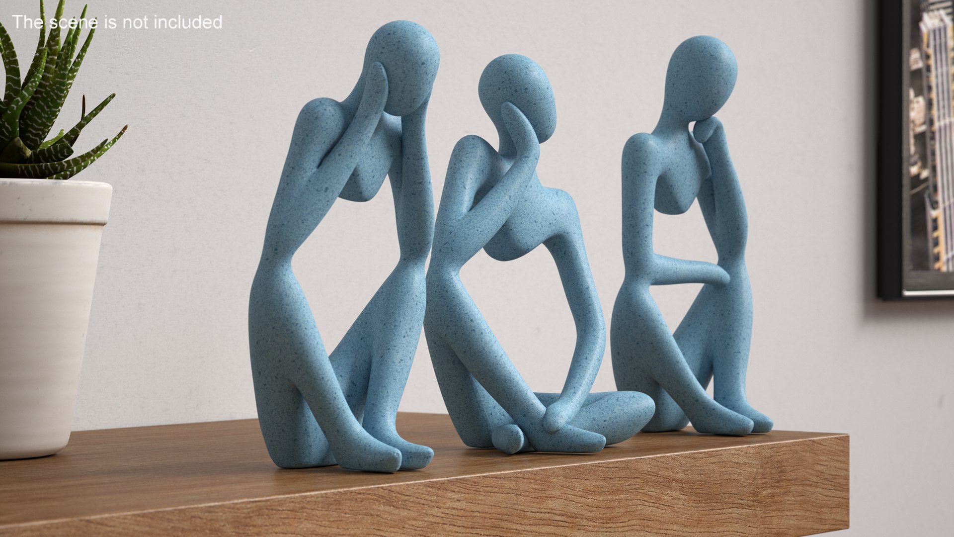 3D Abstract Thinking Figures Trio Blue Stone - TurboSquid 2211534