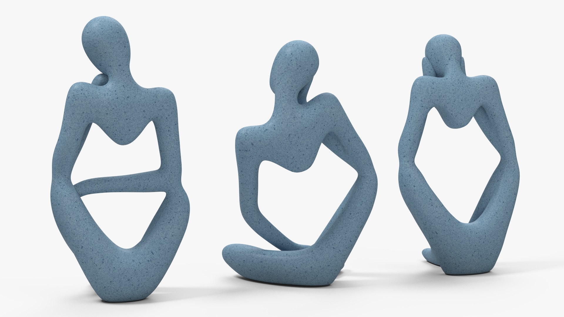 3D Abstract Thinking Figures Trio Blue Stone - TurboSquid 2211534