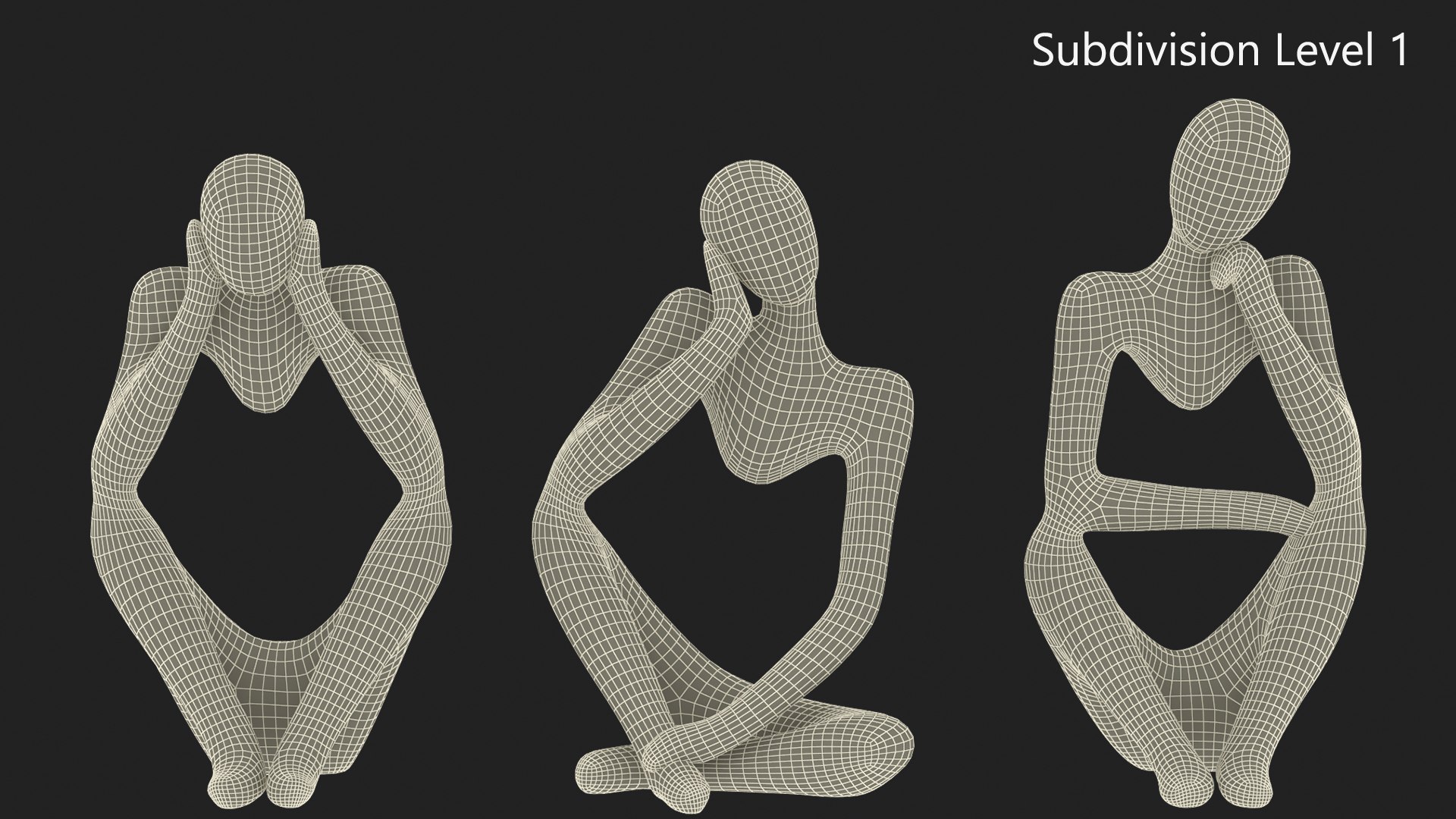 3D Abstract Thinking Figures Trio Blue Stone - TurboSquid 2211534