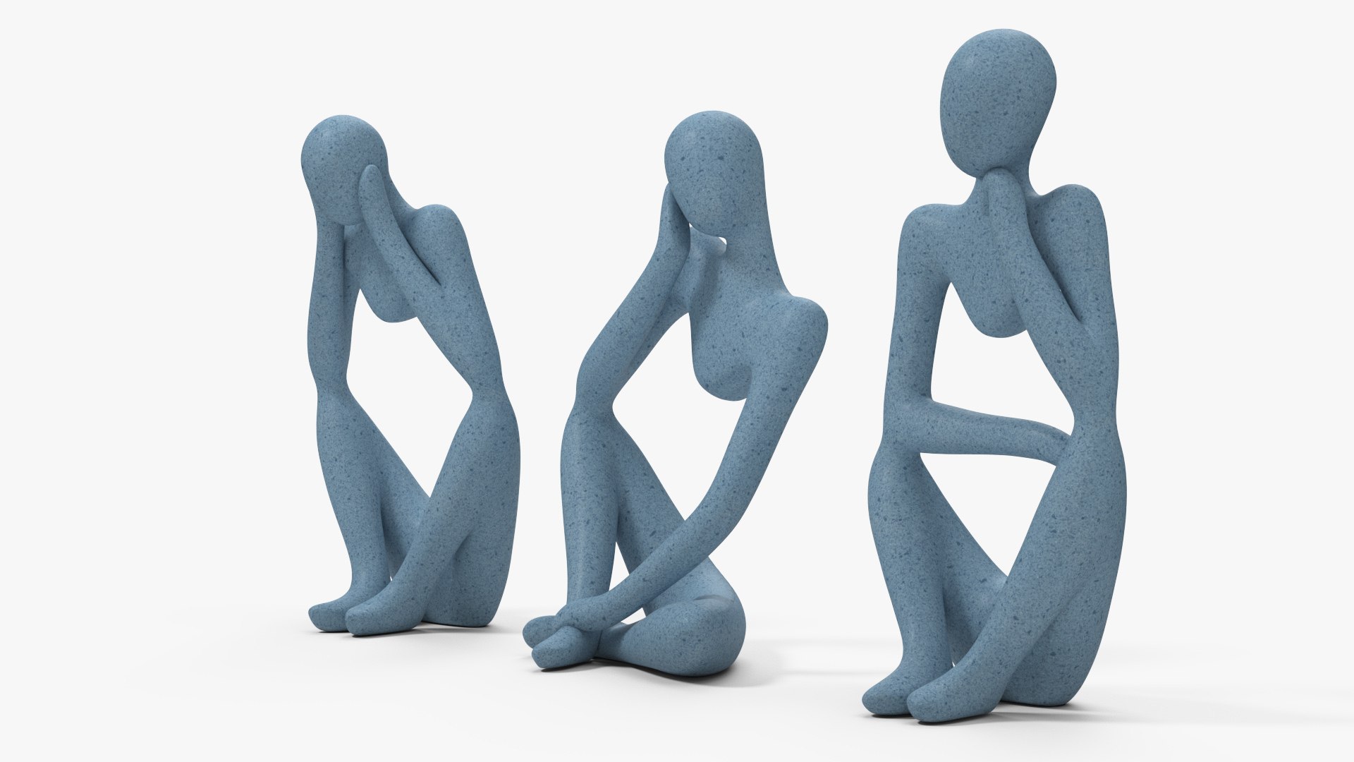 3D Abstract Thinking Figures Trio Blue Stone - TurboSquid 2211534