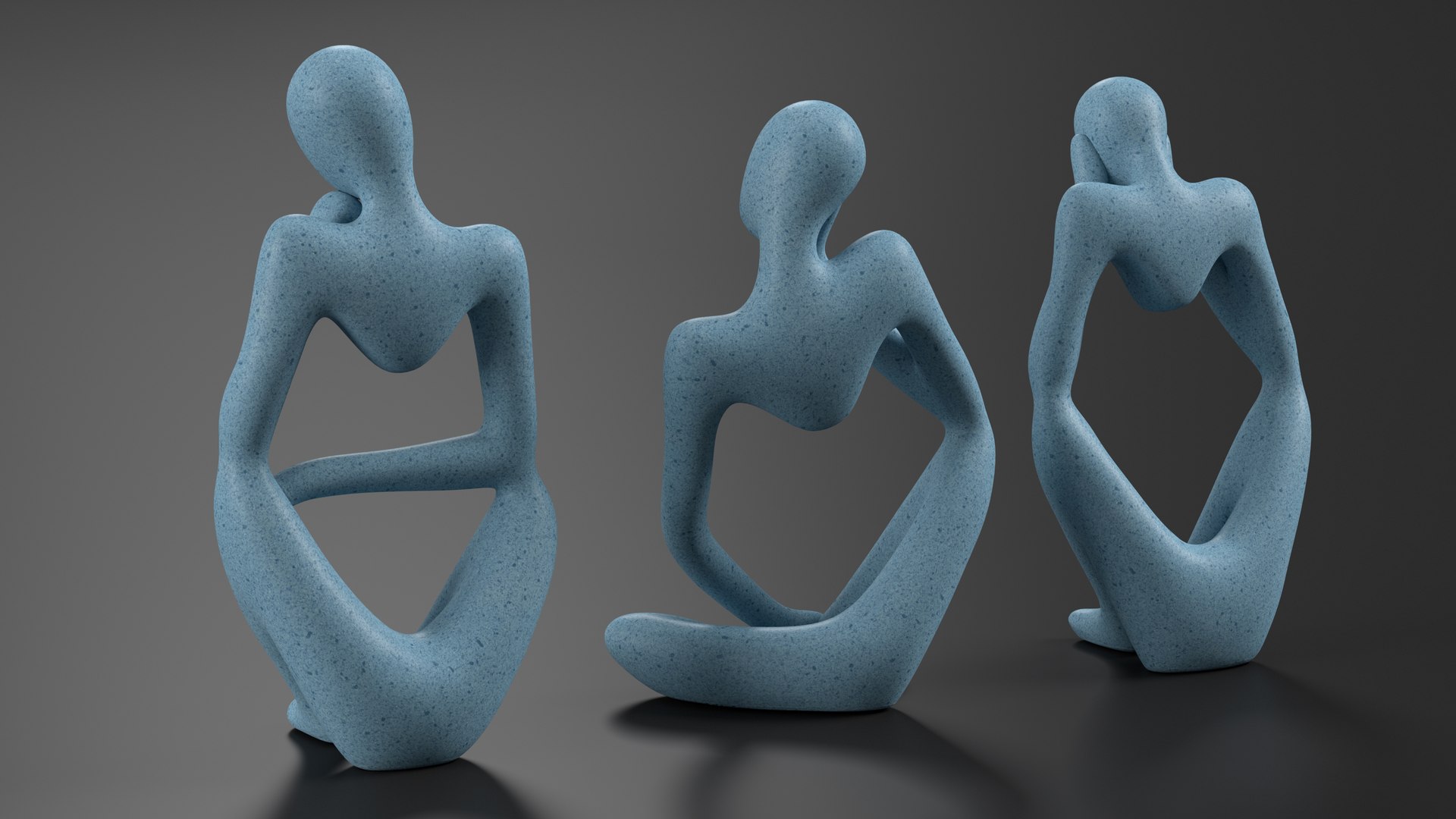 3D Abstract Thinking Figures Trio Blue Stone - TurboSquid 2211534