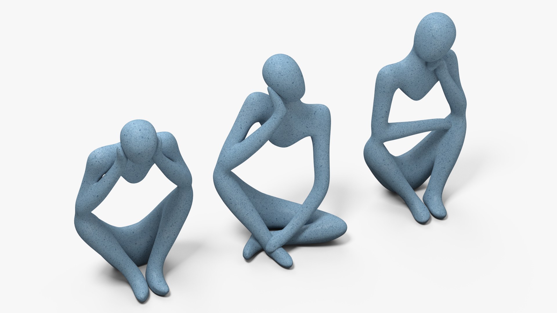 3D Abstract Thinking Figures Trio Blue Stone - TurboSquid 2211534