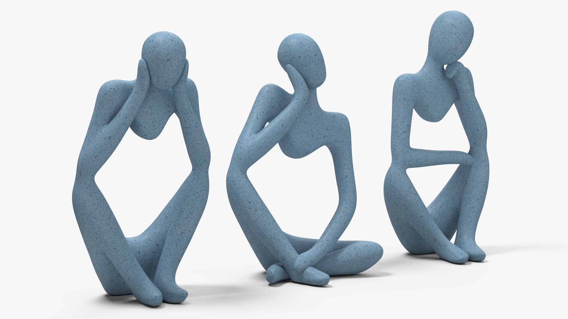 3D Abstract Thinking Figures Trio Blue Stone - TurboSquid 2211534