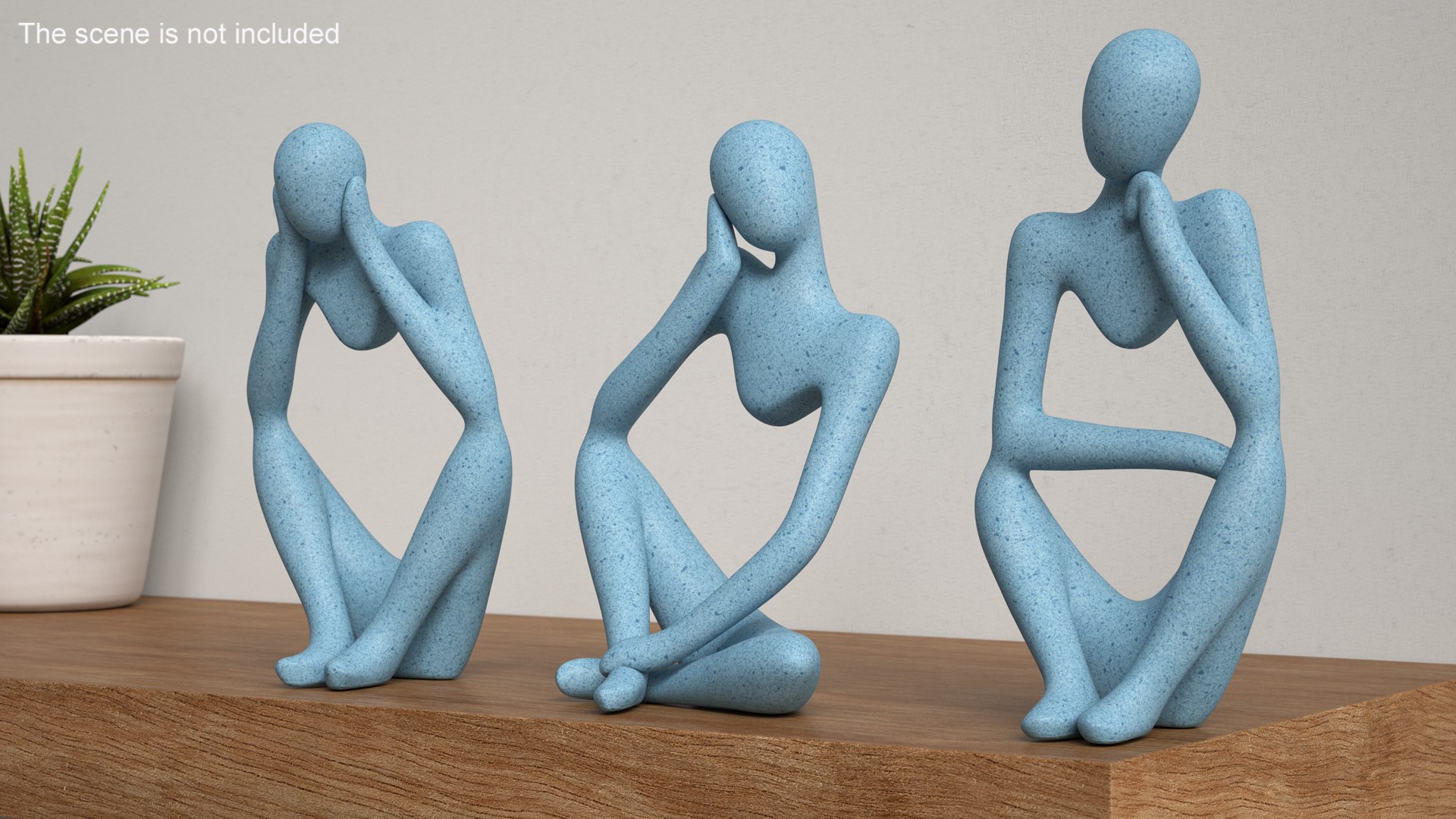 3D Abstract Thinking Figures Trio Blue Stone - TurboSquid 2211534