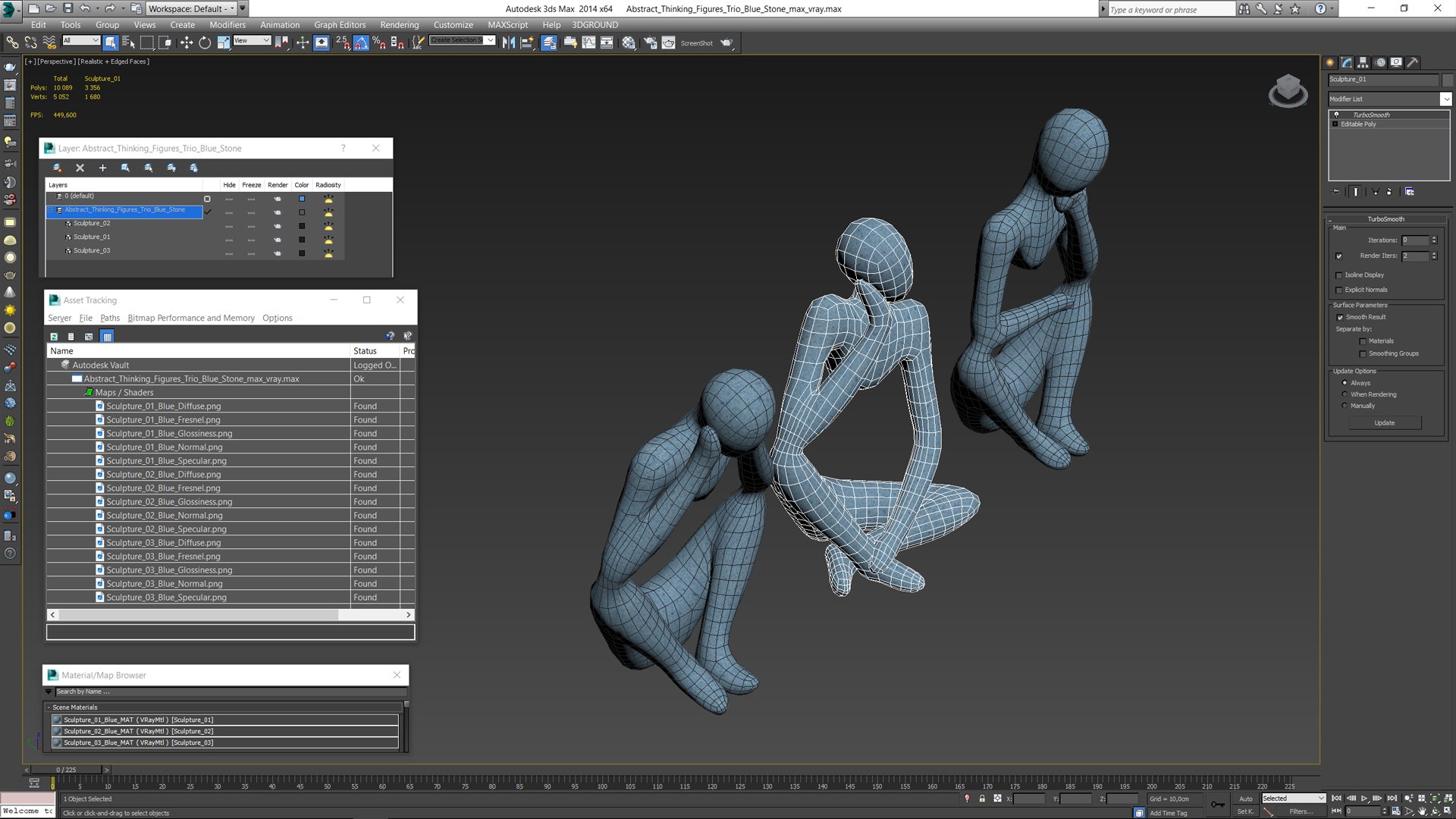 3D Abstract Thinking Figures Trio Blue Stone - TurboSquid 2211534