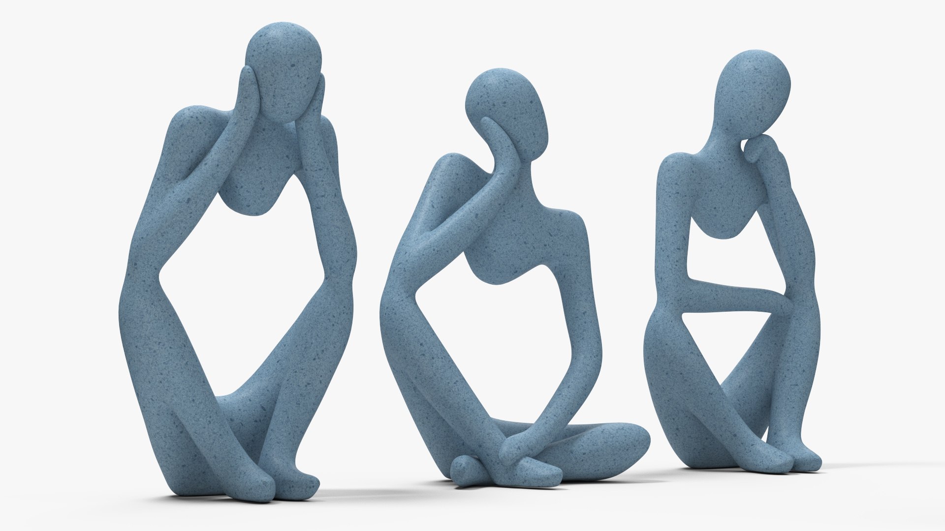 3D Abstract Thinking Figures Trio Blue Stone - TurboSquid 2211534