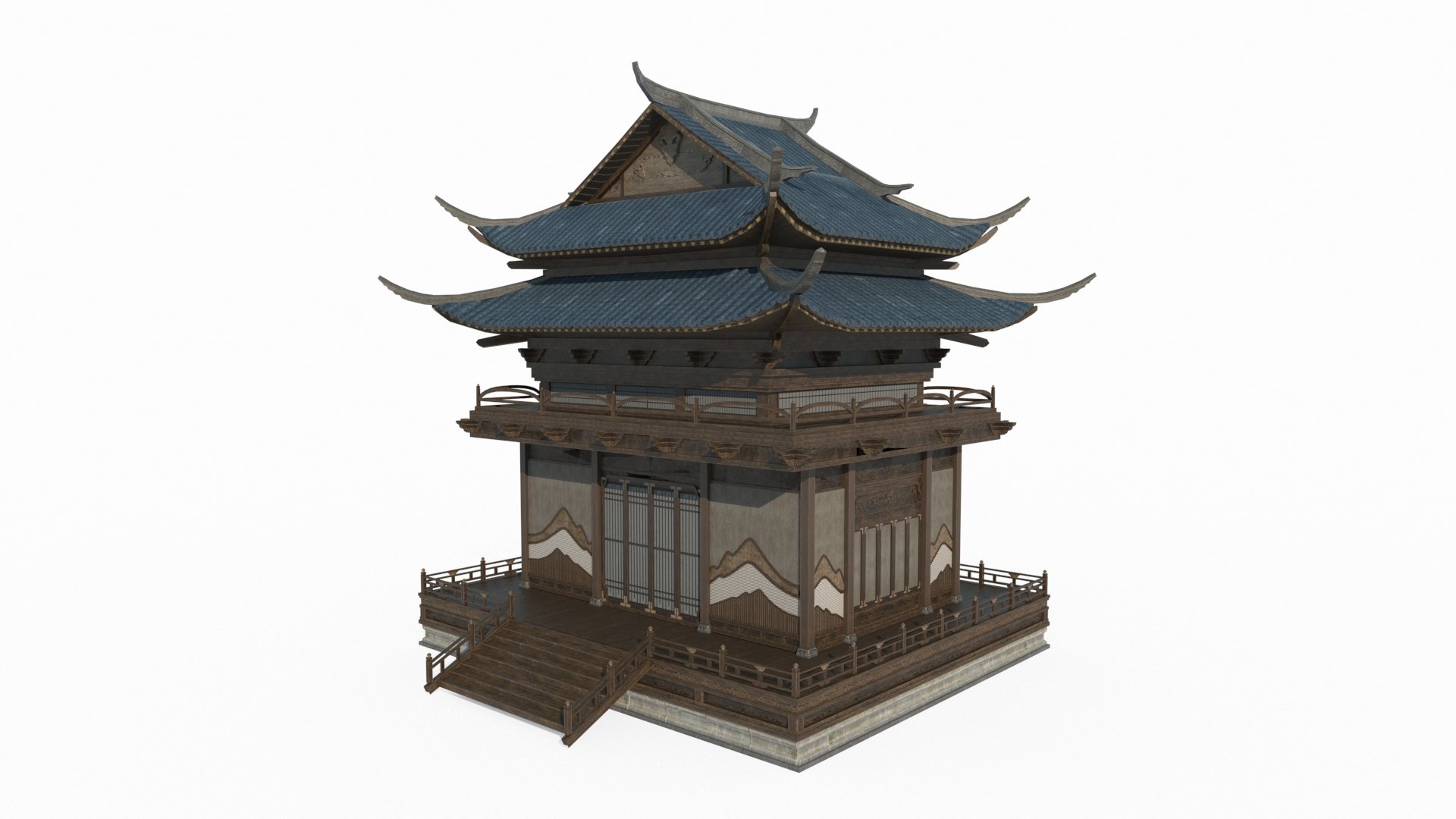 3D Model Ancient Asian Architecture Partial Hall - TurboSquid 2128707