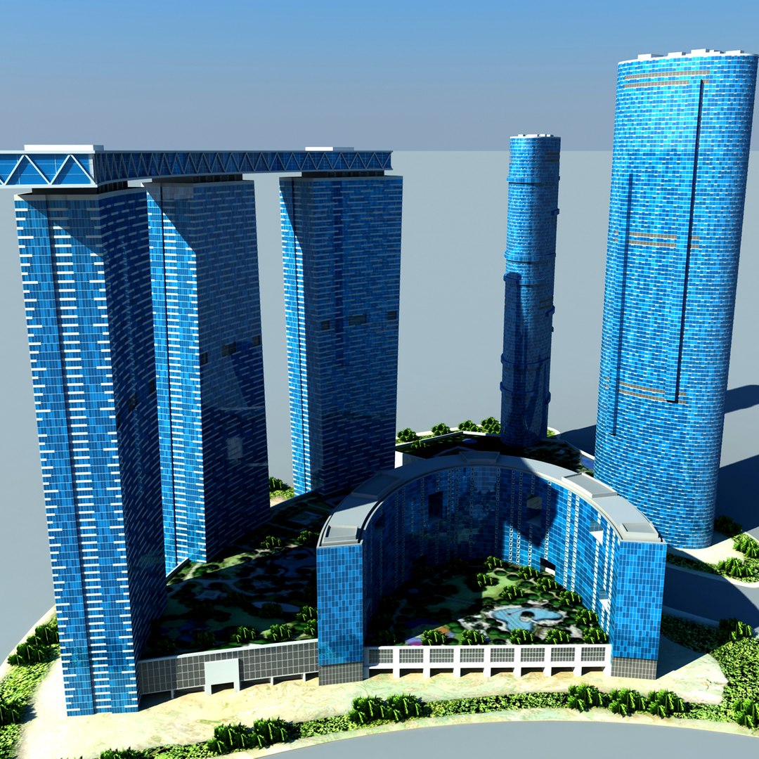 3d Model Gate District Towers