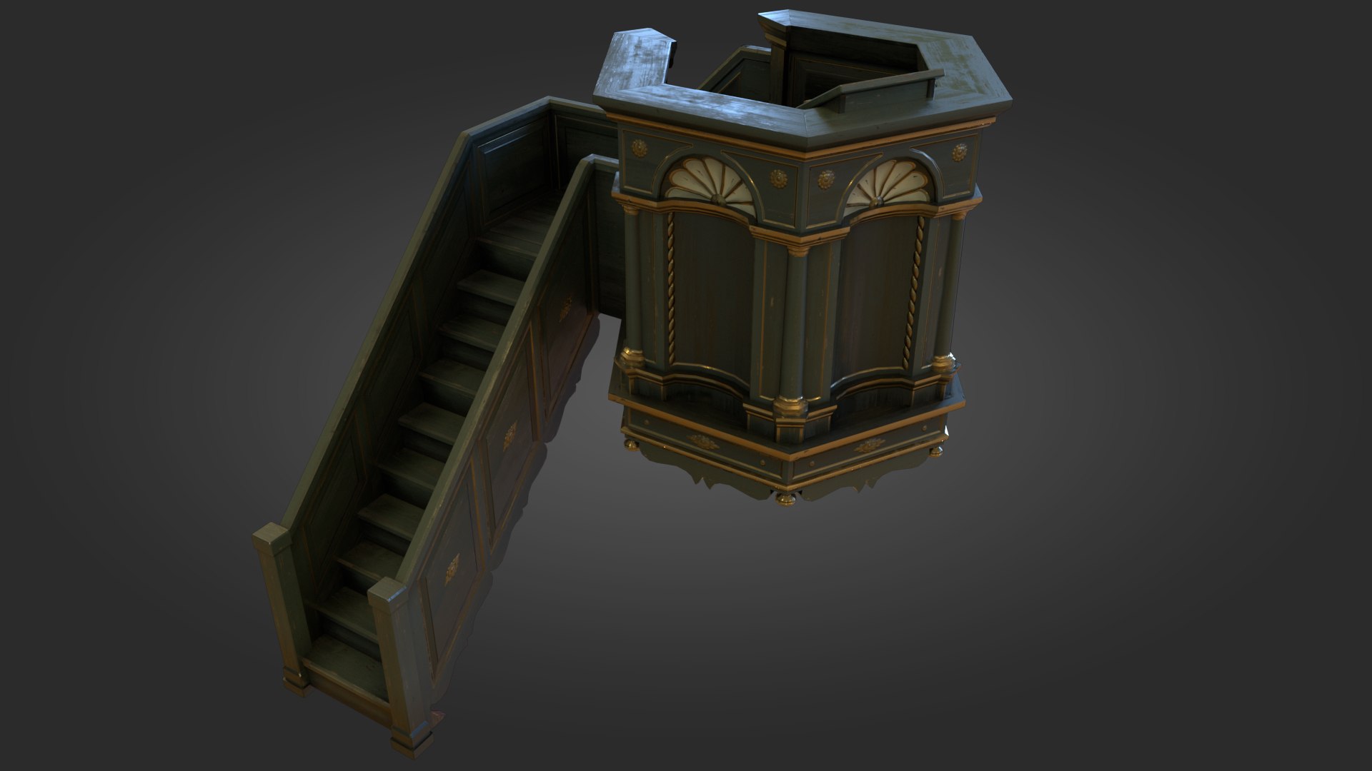 Wooden medieval church pulpit 3D model - TurboSquid 1617273