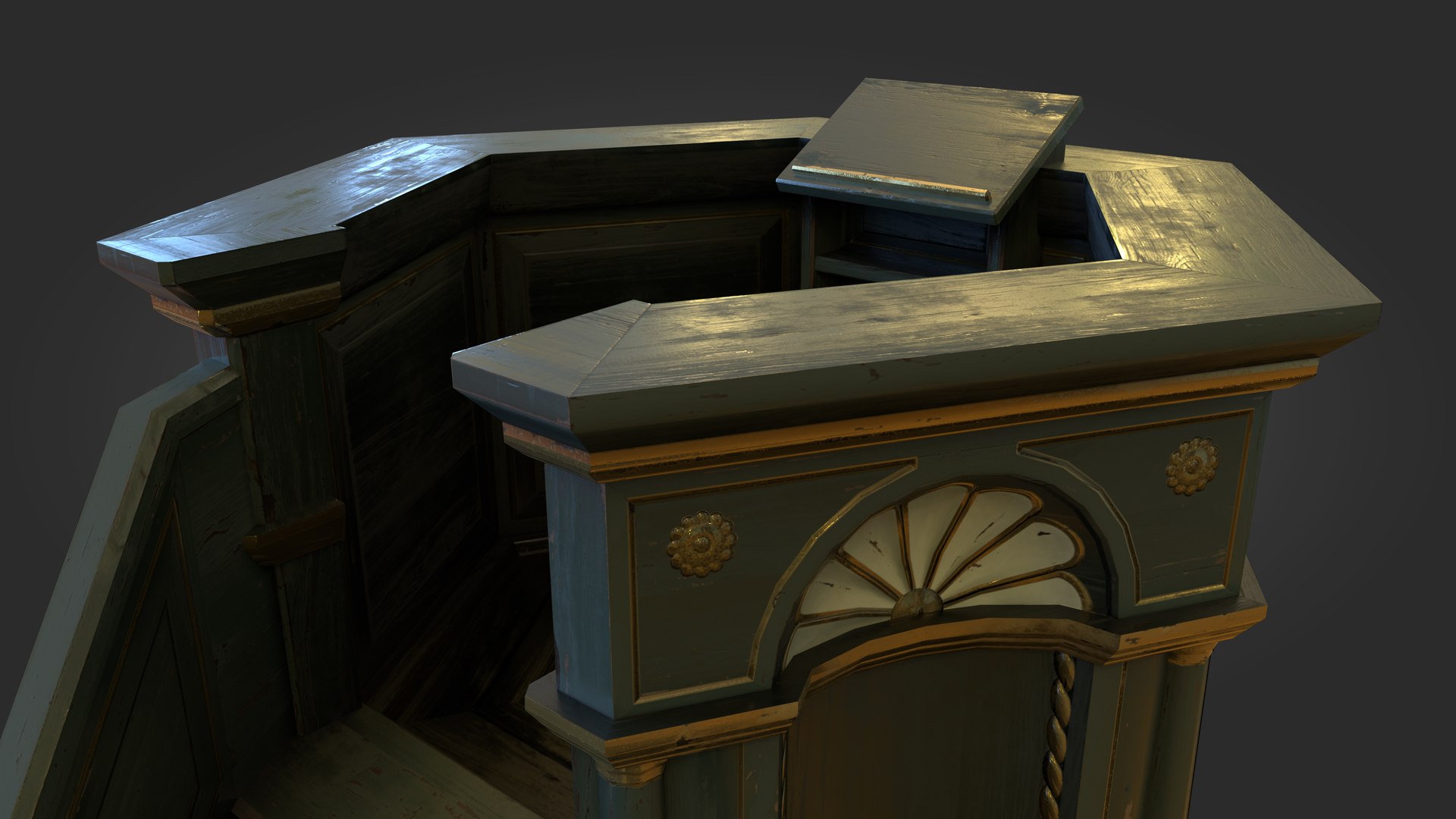 Wooden medieval church pulpit 3D model - TurboSquid 1617273