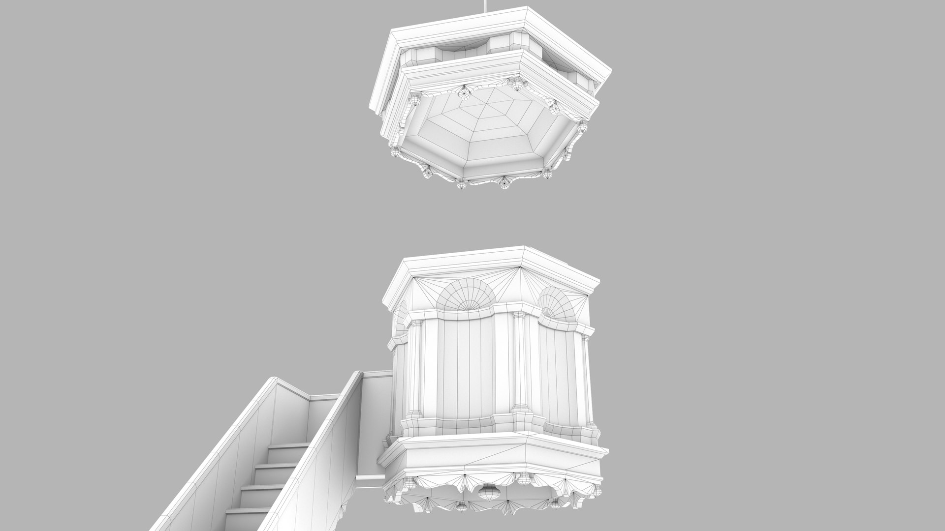 Wooden medieval church pulpit 3D model - TurboSquid 1617273