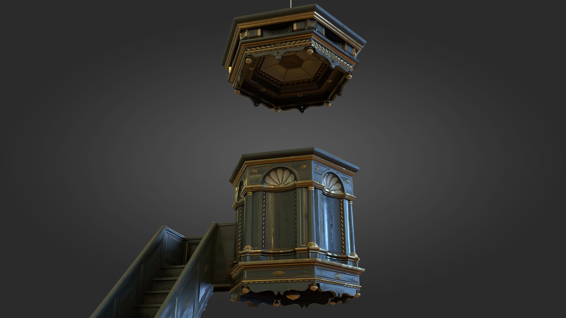 Wooden medieval church pulpit 3D model - TurboSquid 1617273