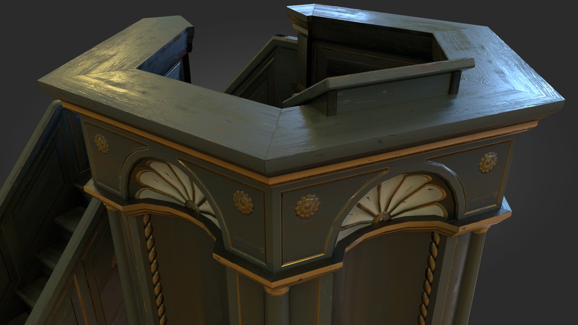 Wooden medieval church pulpit 3D model - TurboSquid 1617273