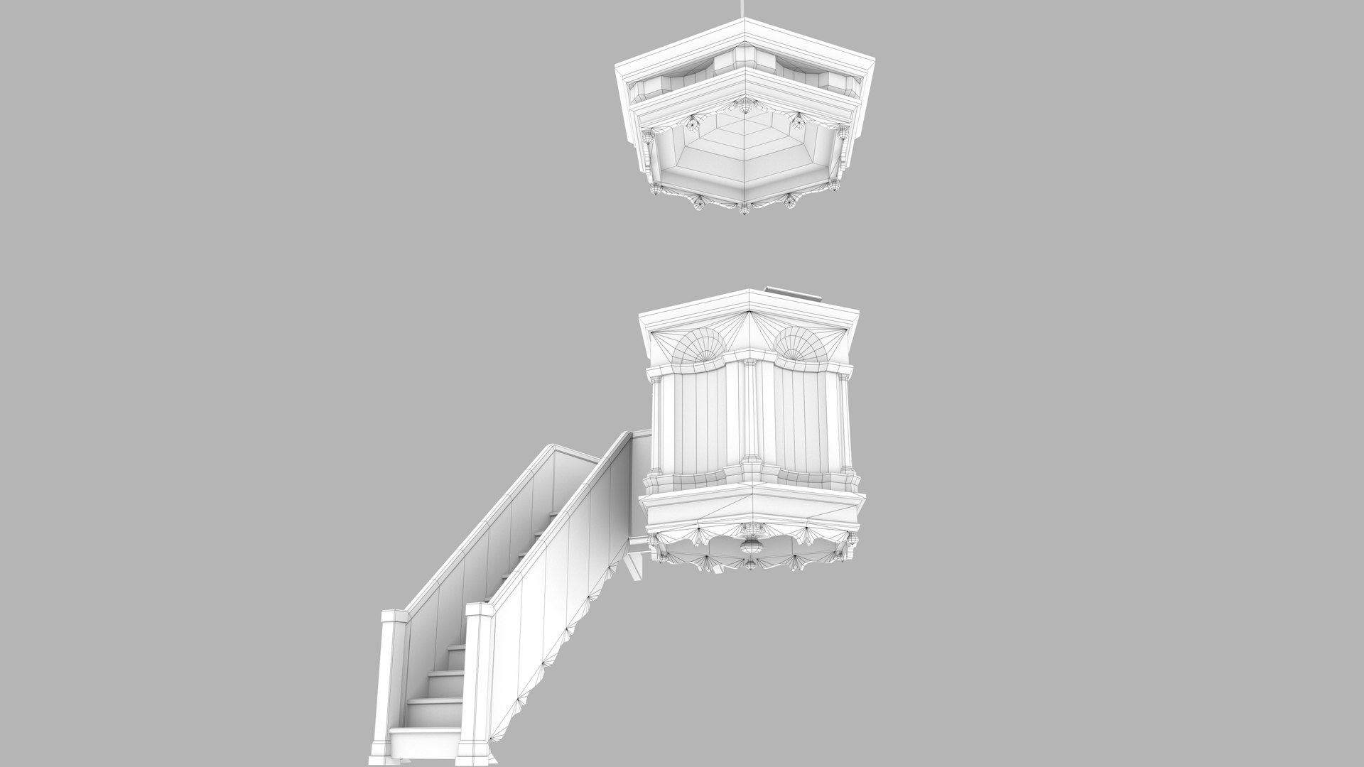 Wooden medieval church pulpit 3D model - TurboSquid 1617273