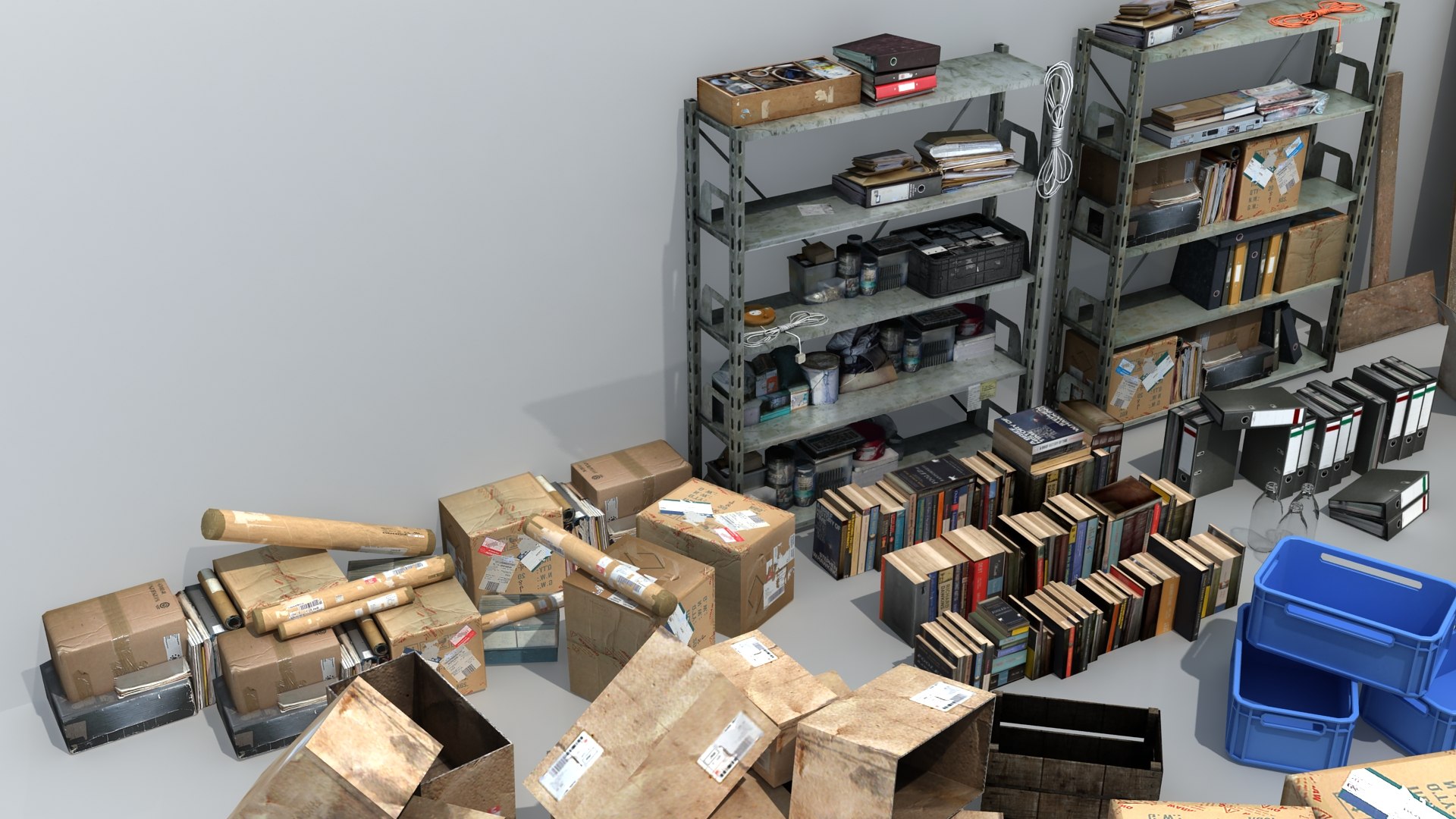 3d Clutter Boxes Boards Model