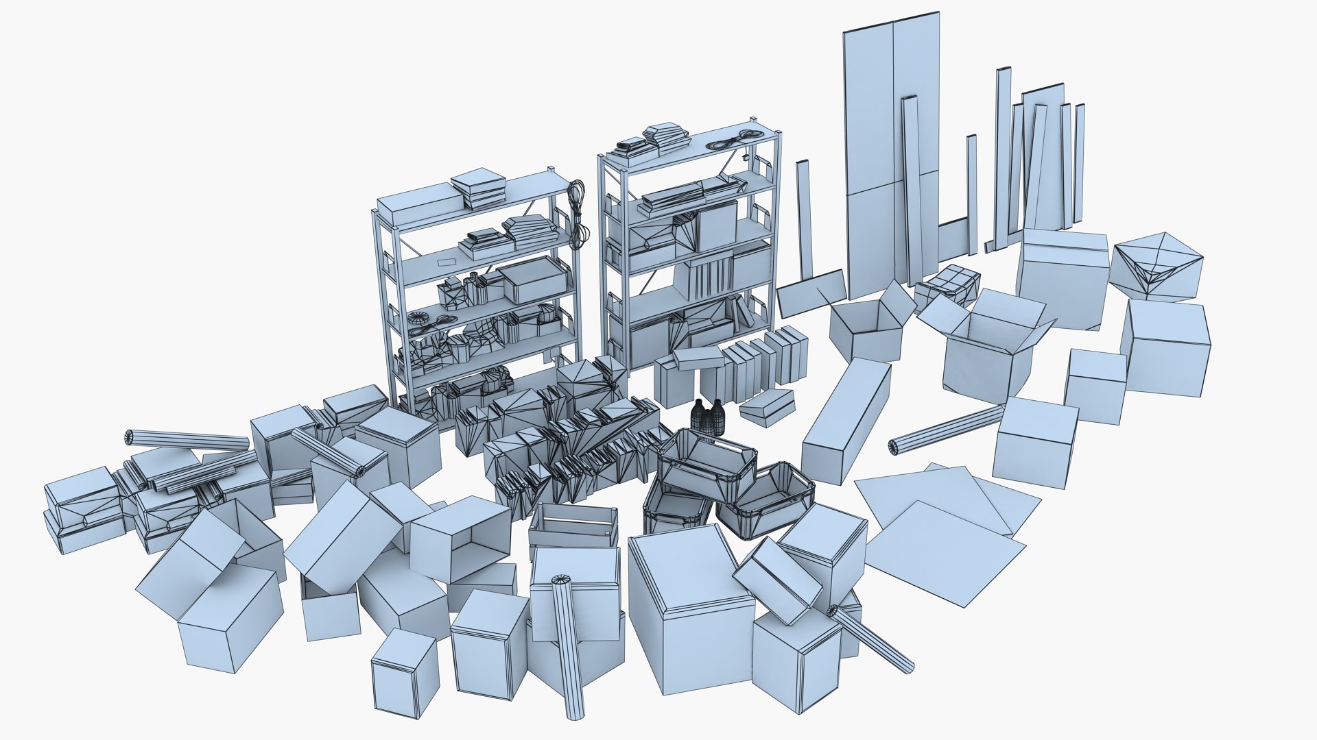 3d Clutter Boxes Boards Model