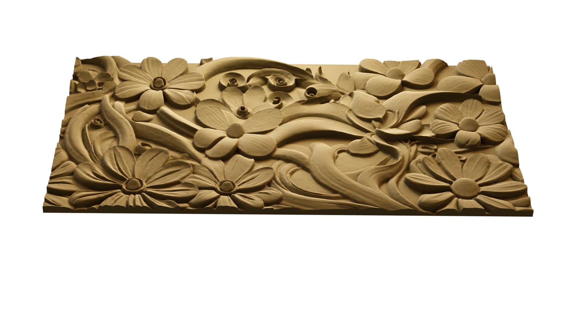 CNC STL Relief Panel Classic Floral Art Carving File 264 3D Model ...