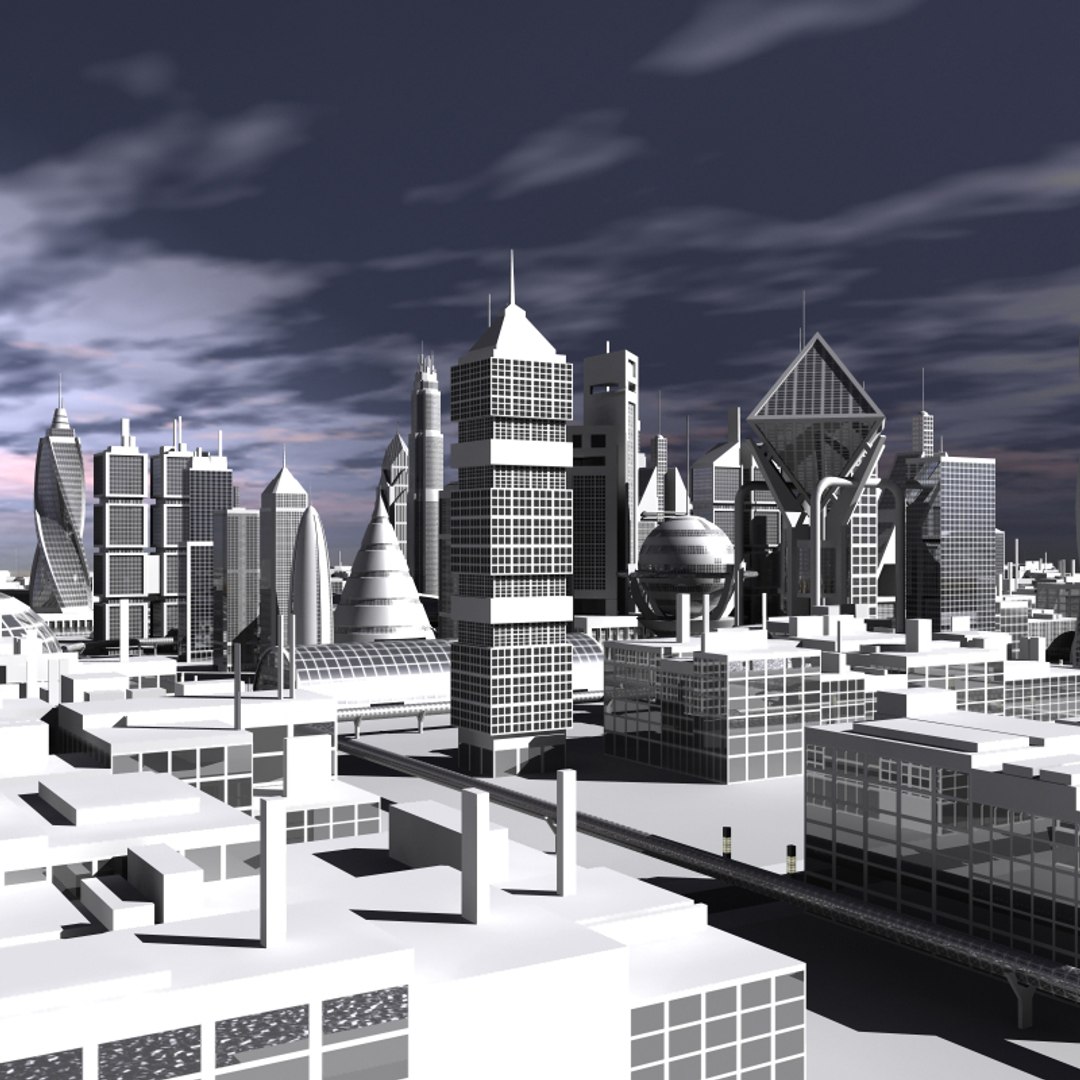 3d model futuristic cityscape