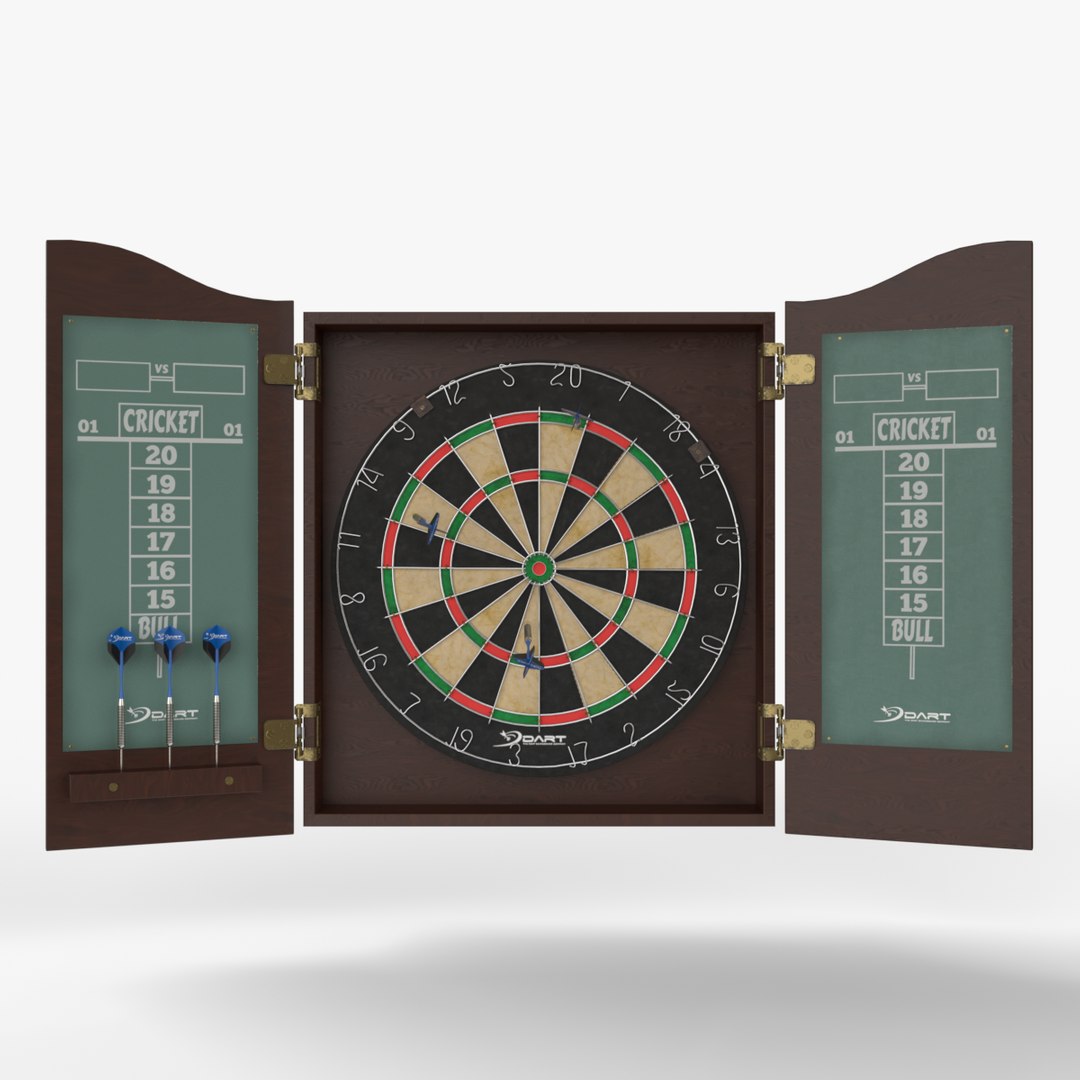 Dartboard And Easy Hang Cabinet With Darts 3D Model - TurboSquid 2216752