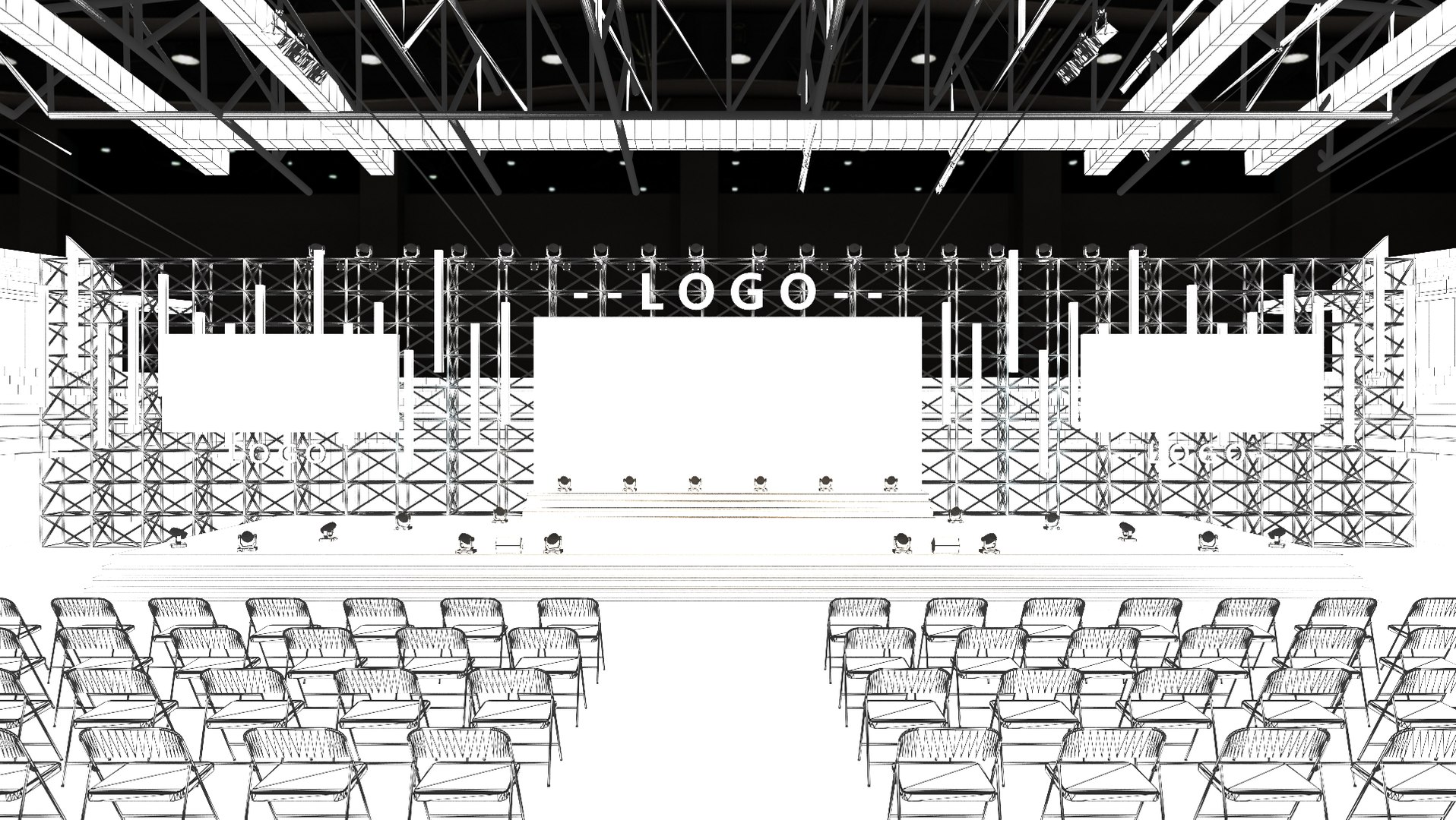 3D Stage Truss Meeting Hall Wedding Show Concert Party 3D Model ...