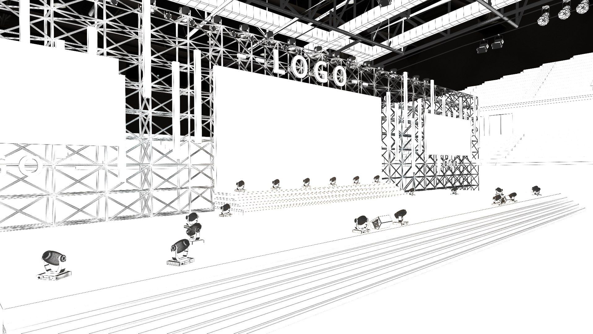 3D Stage Truss Meeting Hall Wedding Show Concert Party 3D Model ...