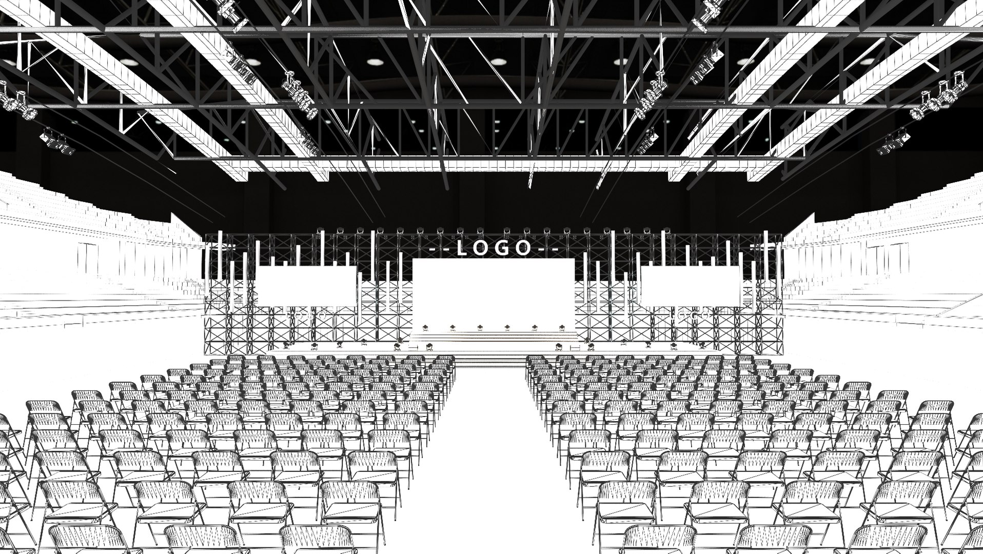 3D Stage Truss Meeting Hall Wedding Show Concert Party 3D model ...