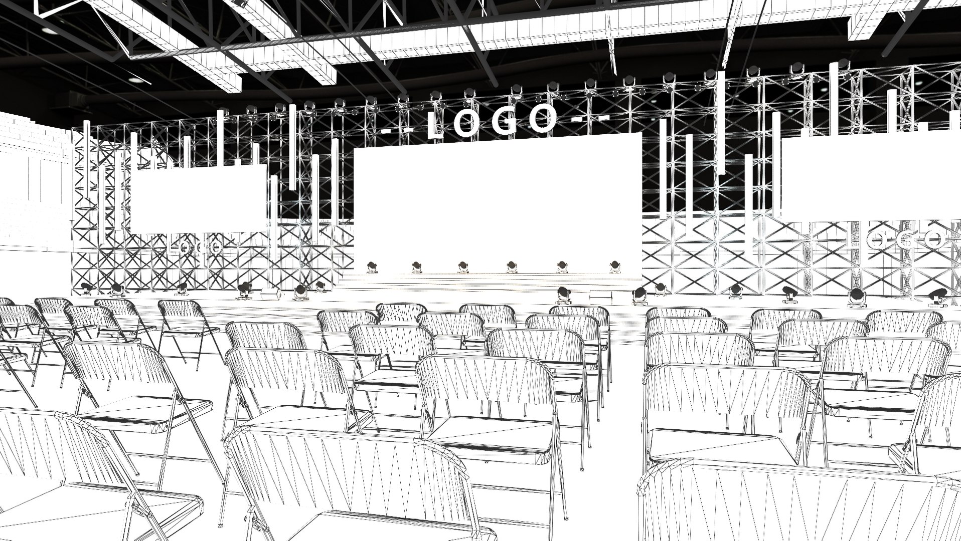 3D Stage Truss Meeting Hall Wedding Show Concert Party 3D Model ...