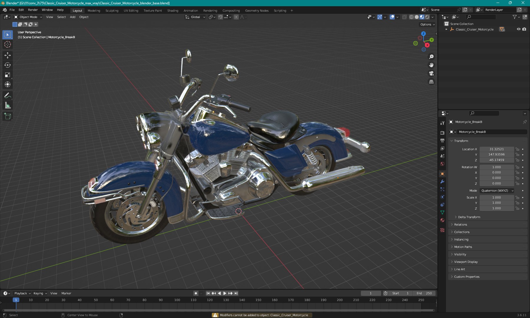 Classic Cruiser Motorcycle 3D - TurboSquid 2325250