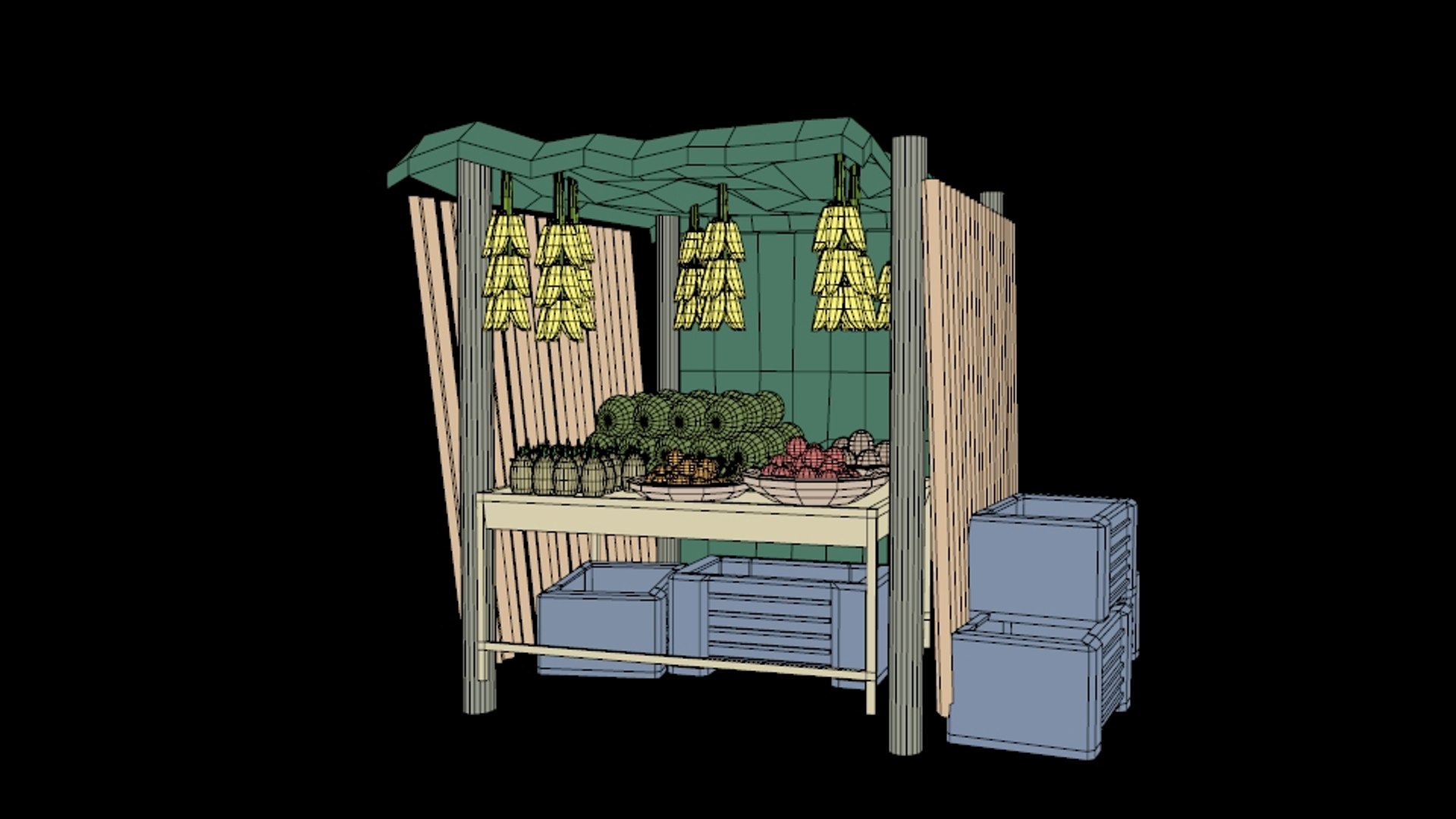 3D rural fruit stall - TurboSquid 1469330