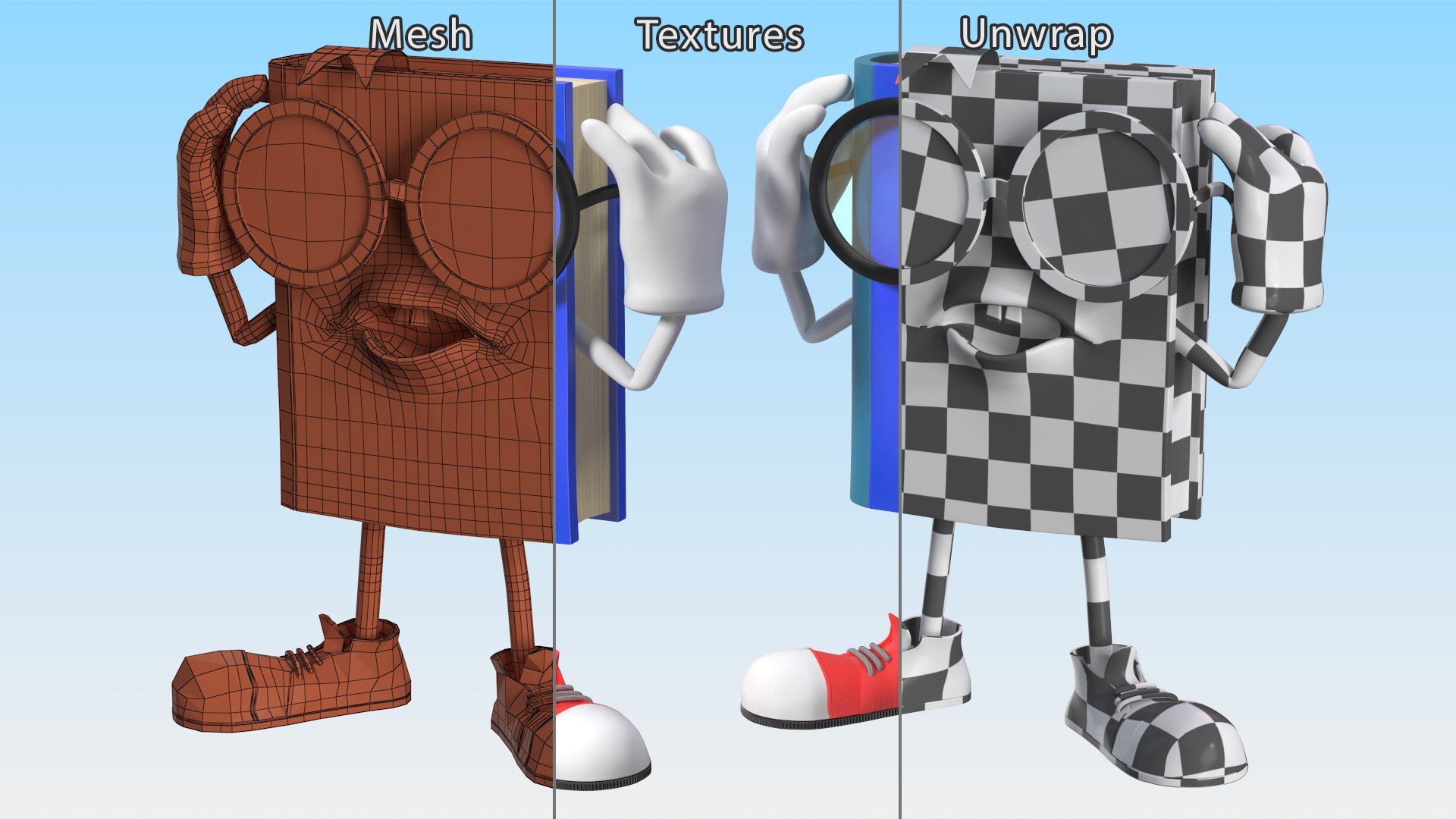 Blue Book Character Weary Pose 3D Model - TurboSquid 2128321