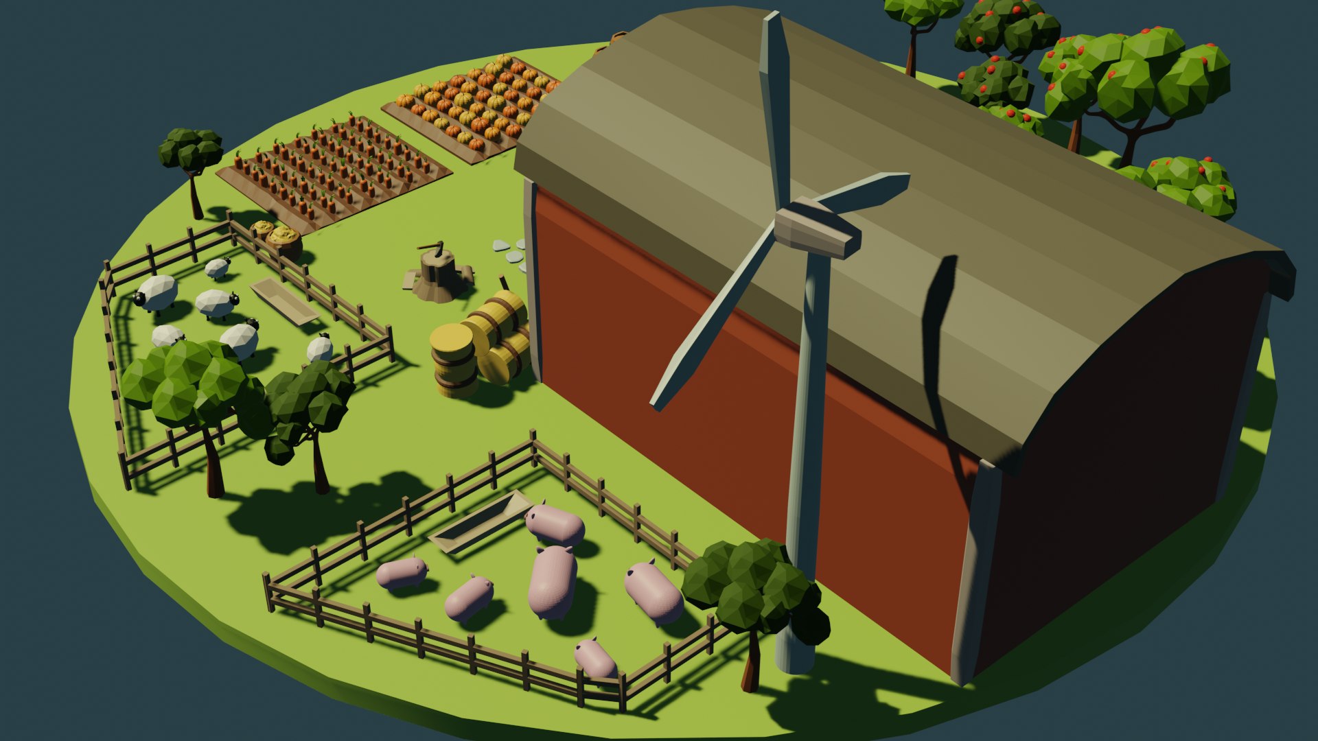 3D Low Poly Farm - TurboSquid 2060574