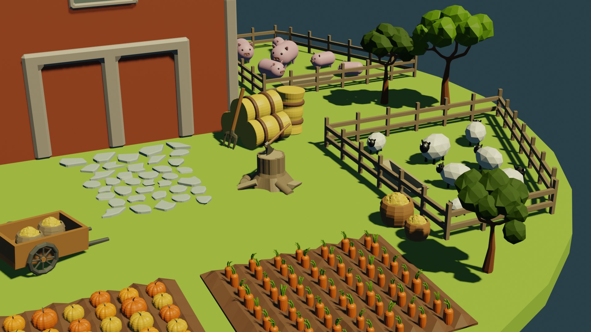 3D Low Poly Farm - TurboSquid 2060574